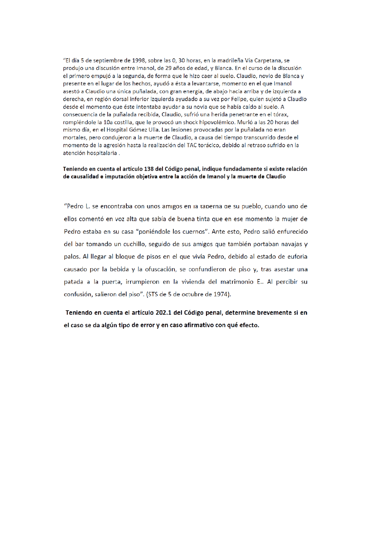 Casos Derecho Penal I Ejercicios De Derecho Penal Internacional Docsity
