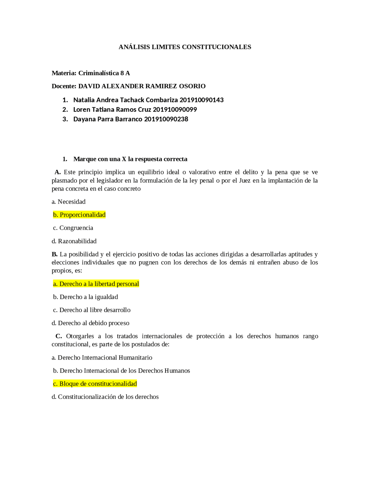 Limites Constititucionales Ejercicios De Criminología Docsity