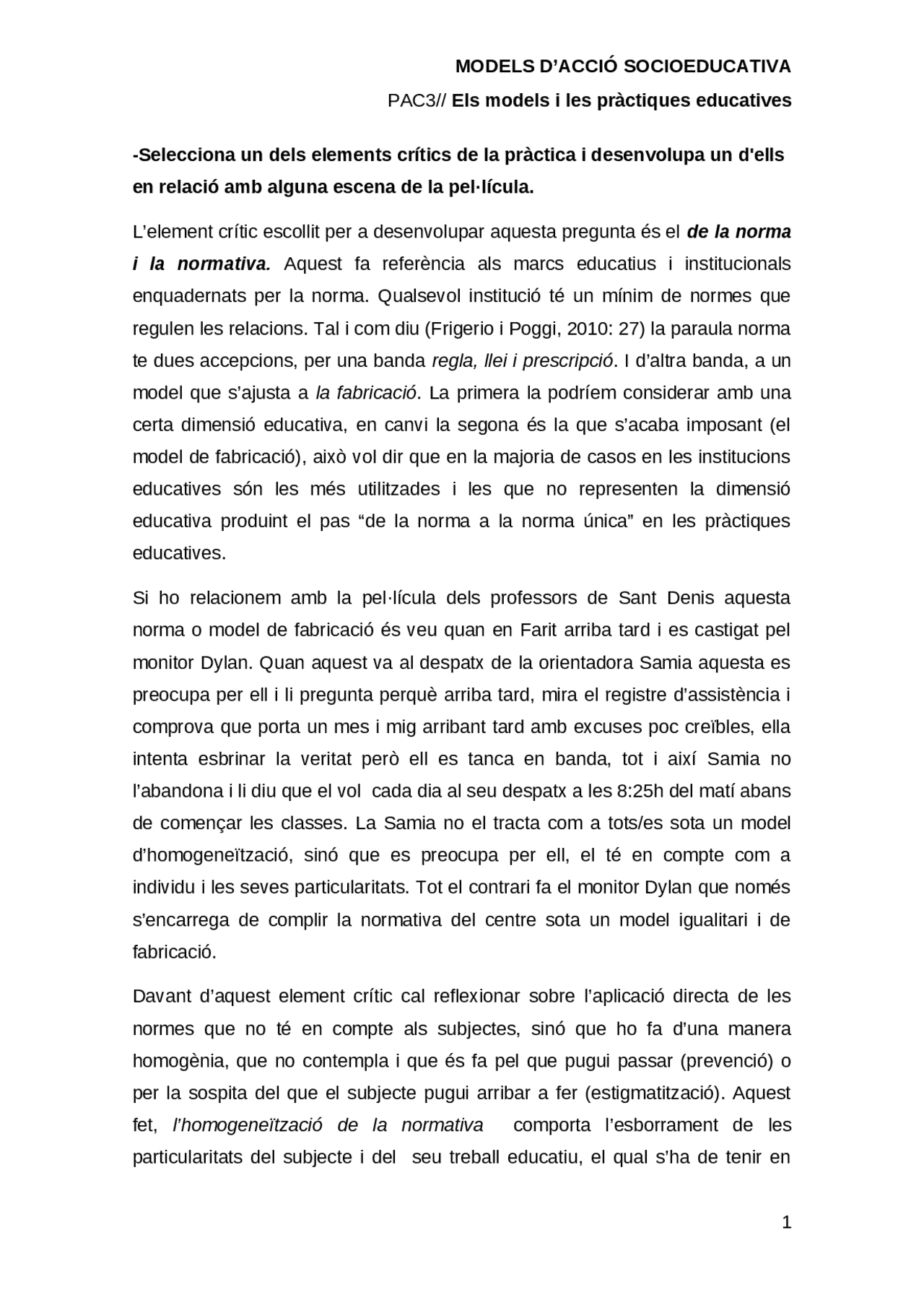 Pac 3 Model Per A LacciÓ Socioeducativa Ejercicios De Ciencias De