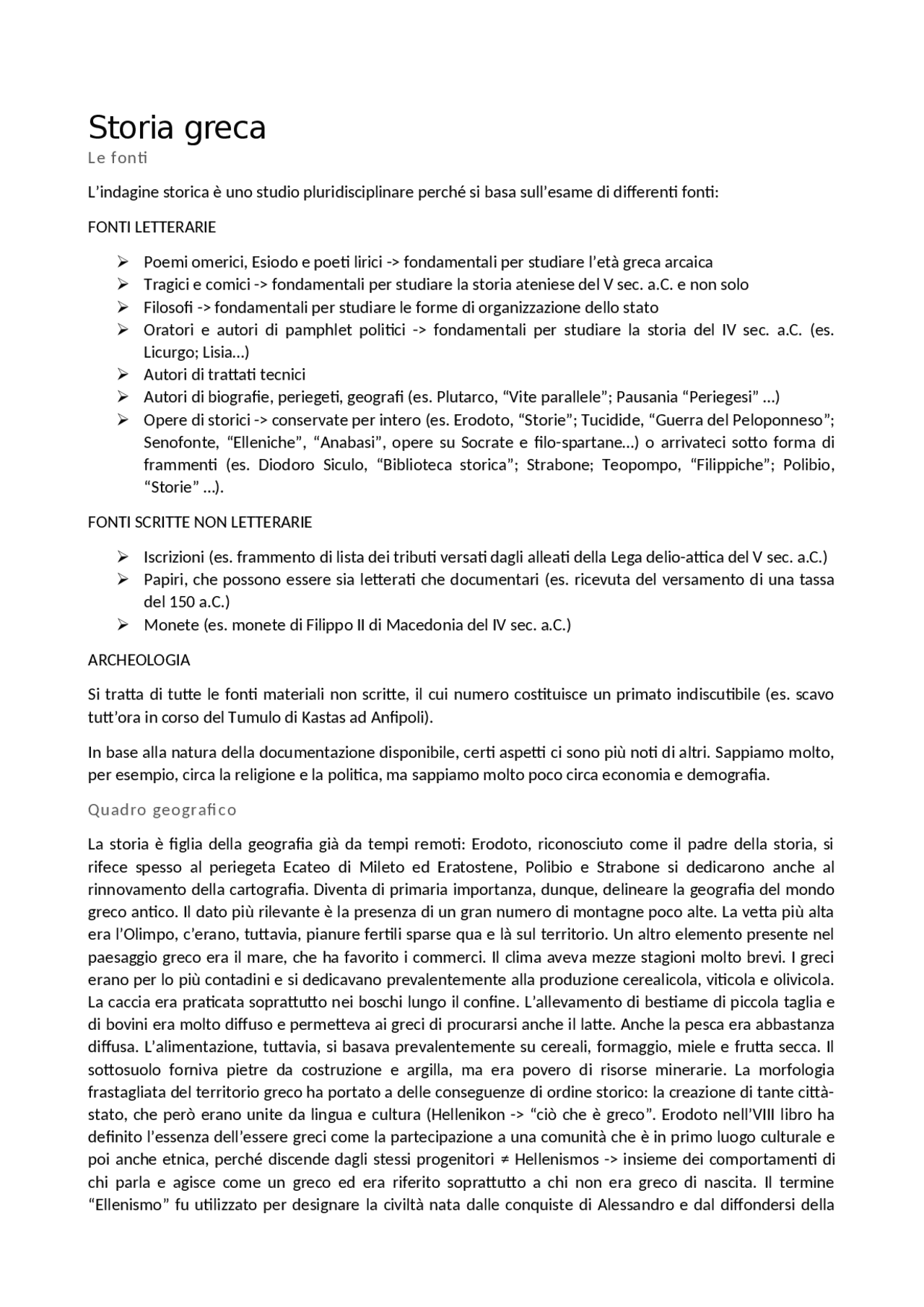 Riassunto storia greca | Sintesi del corso di Storia Antica | Docsity