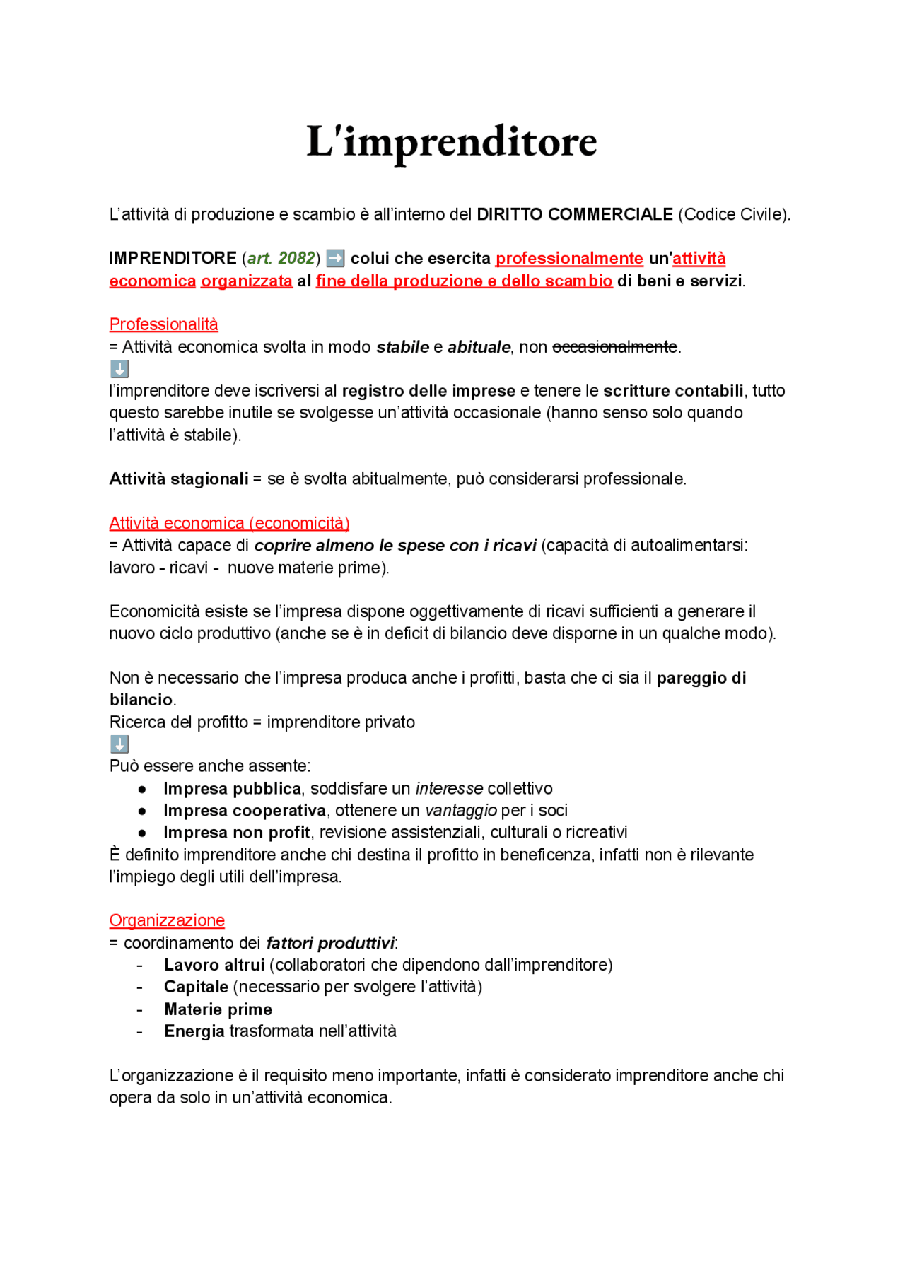 Tipi Di Imprenditori Appunti Di Diritto Docsity