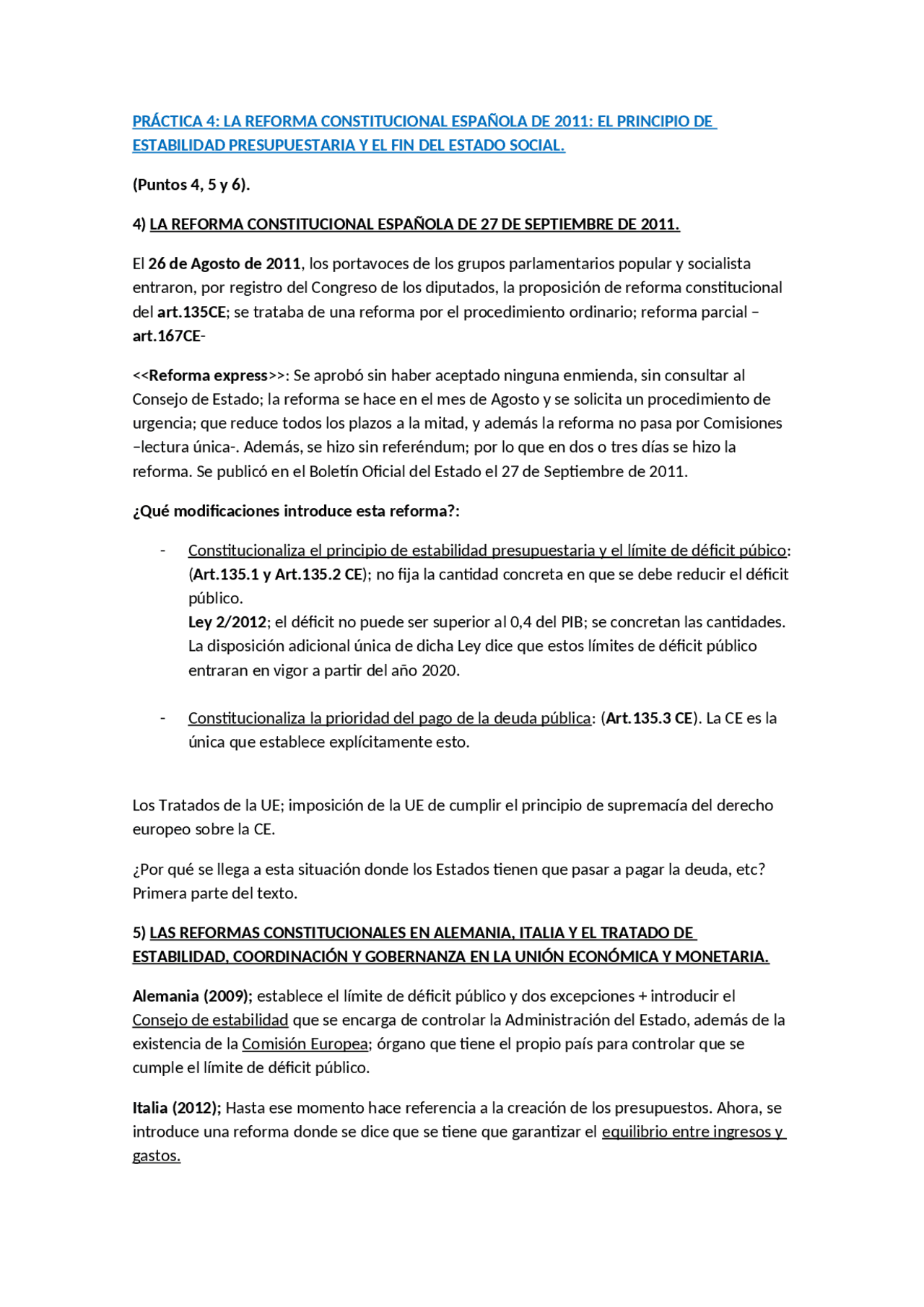 Derecho Constitucional Ii PrÁctica 4 Ejercicios De Derecho