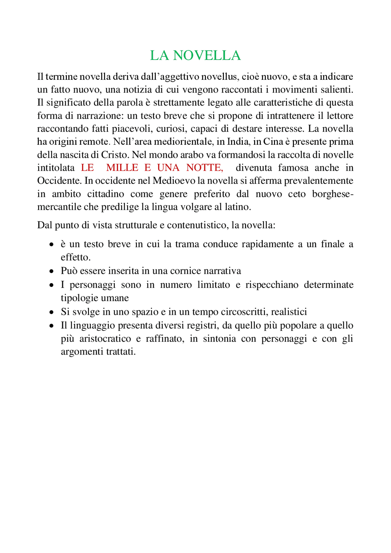 La Novella: Origini, Caratteristiche e Storia | Schemi e mappe ...