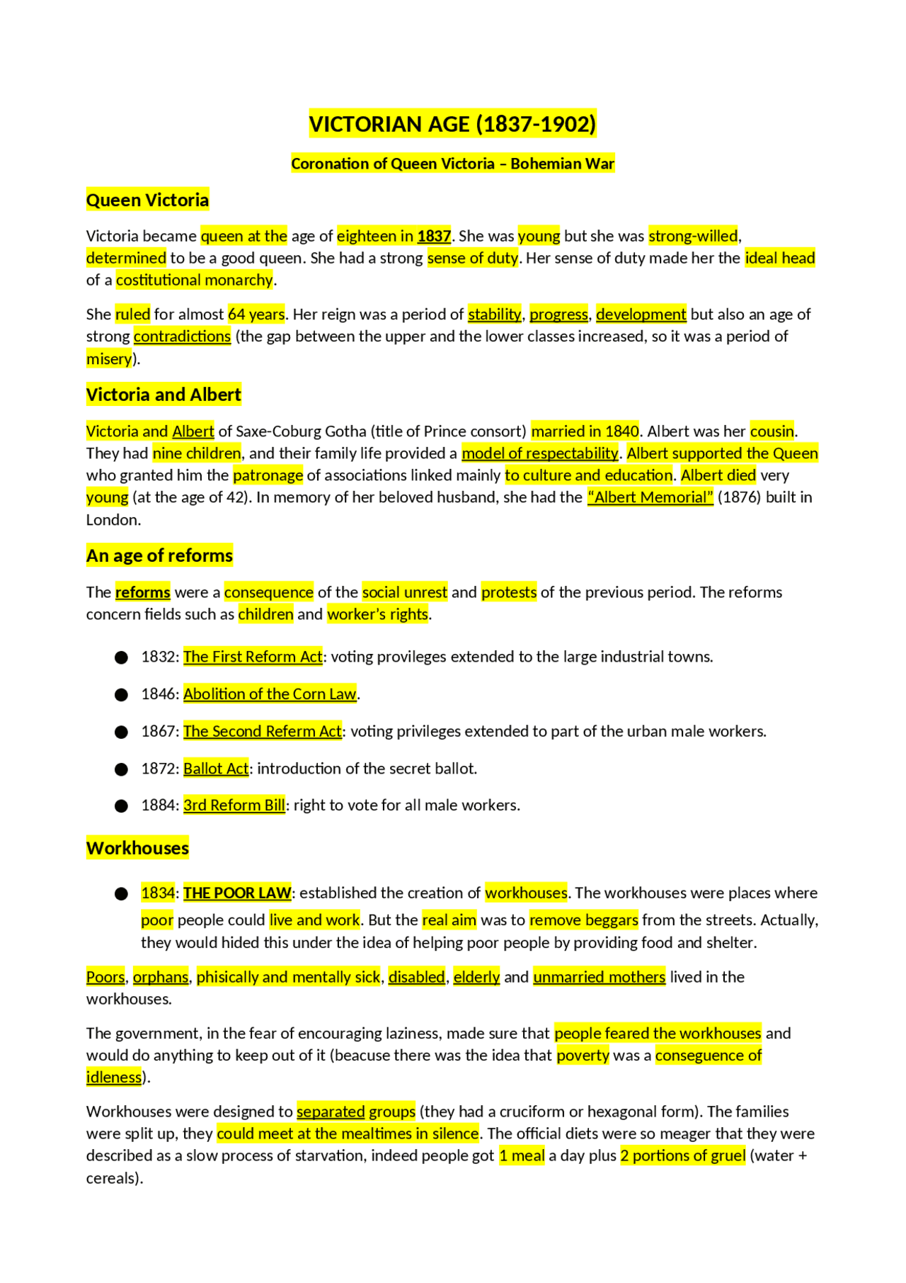 The Victorian Age The History Appunti Di Inglese Docsity