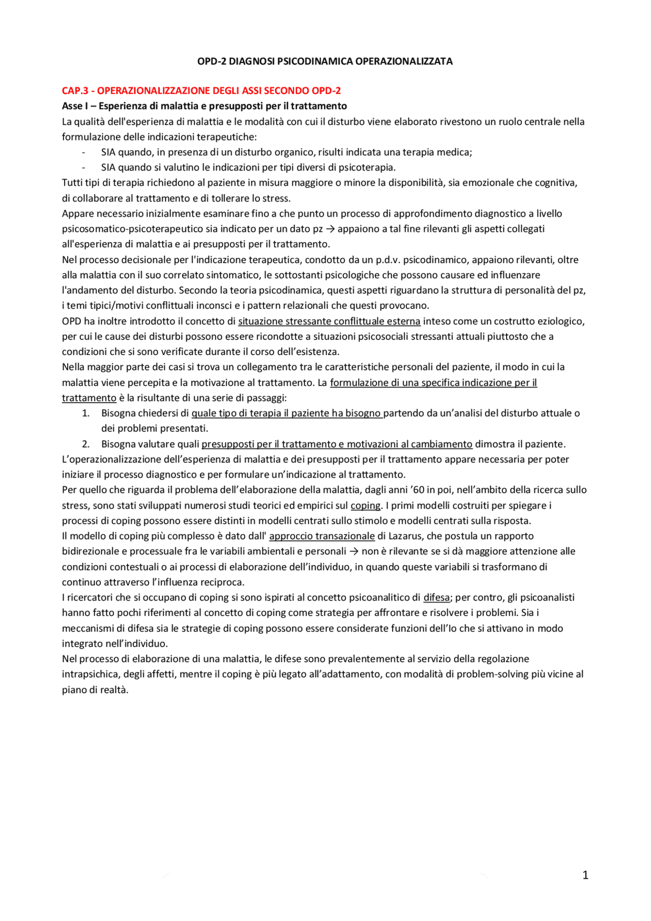 Riassunto OPD-2, diagnosi psicodinamica operazionalizzata | Appunti di ...