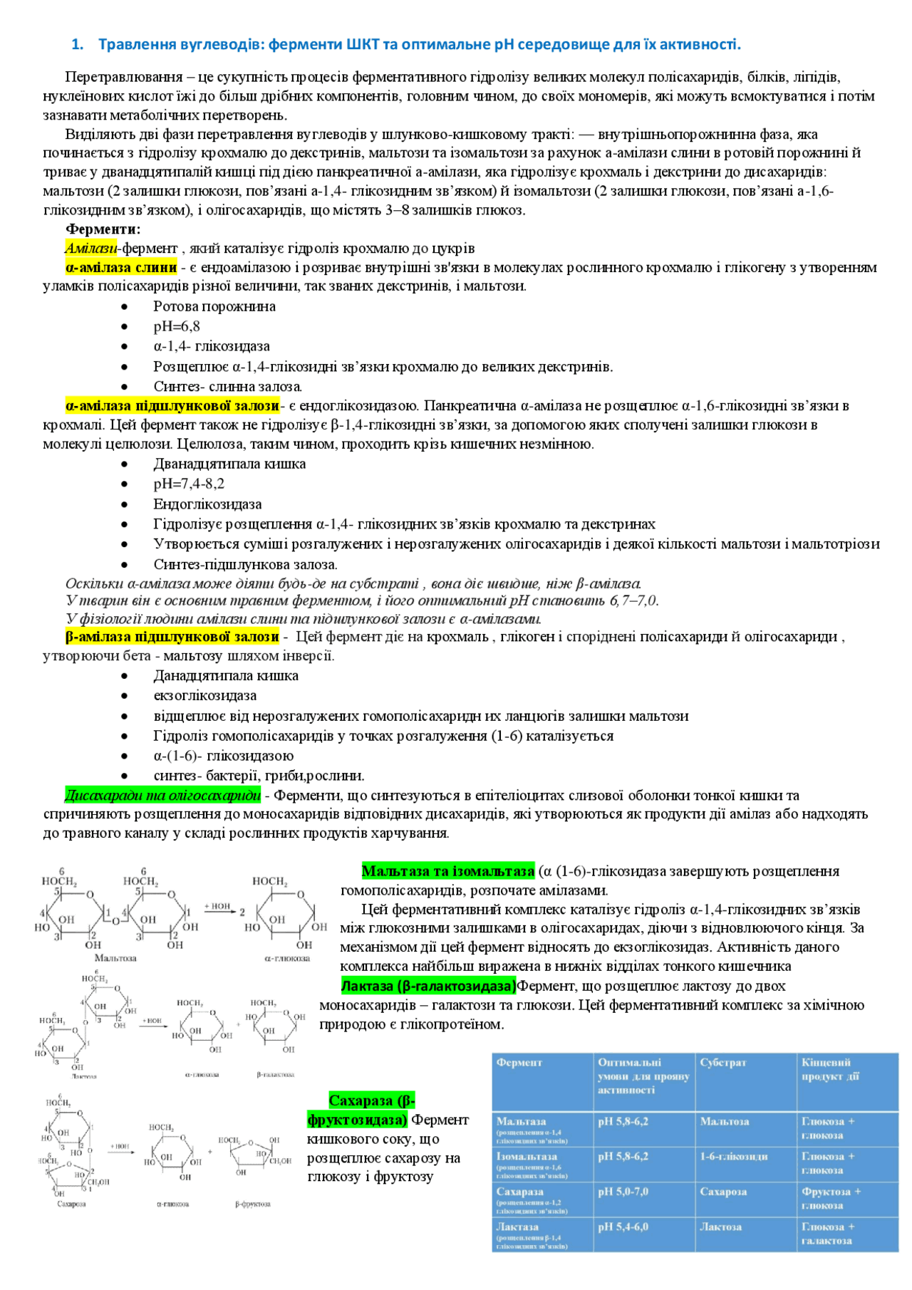 Конспект по бх про вуглеводи Шпаргалки Биохимия Docsity