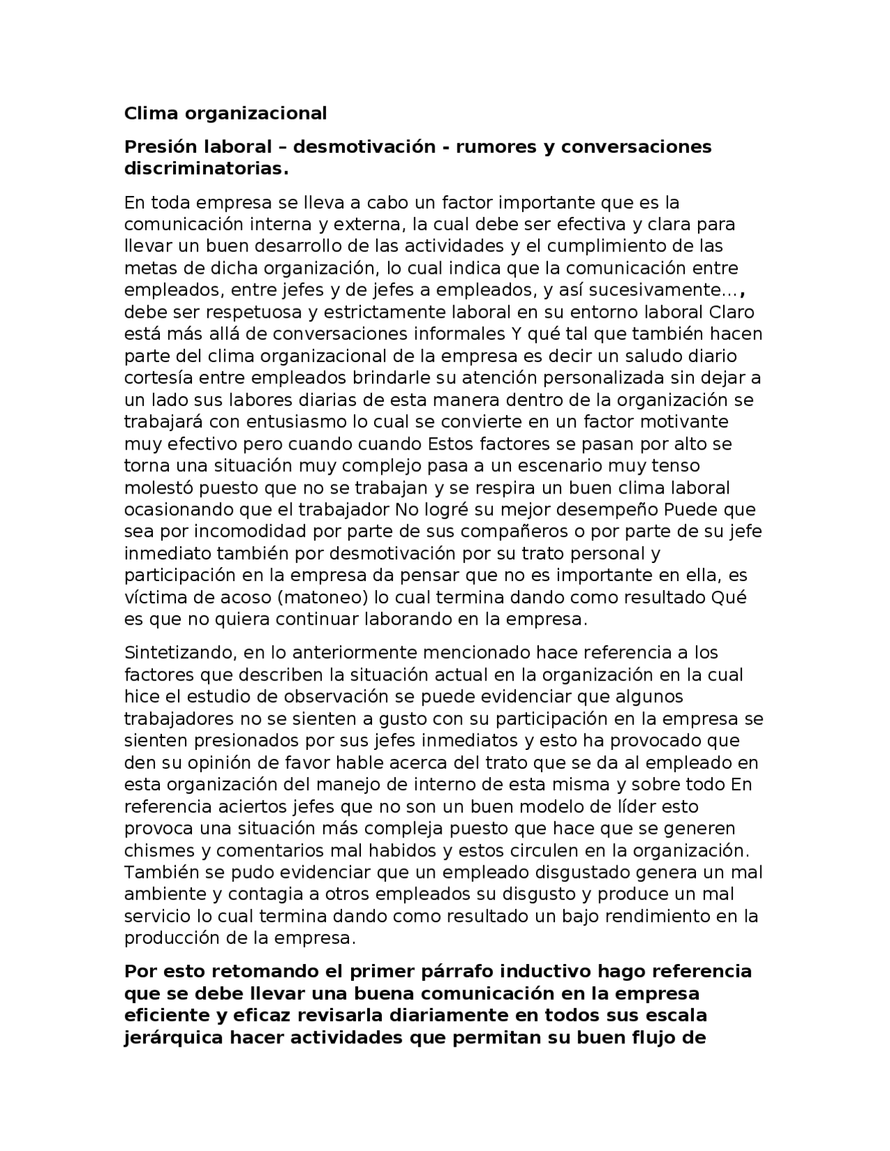 Ensayo Clima Laboral Monografías Ensayos De Economía Docsity