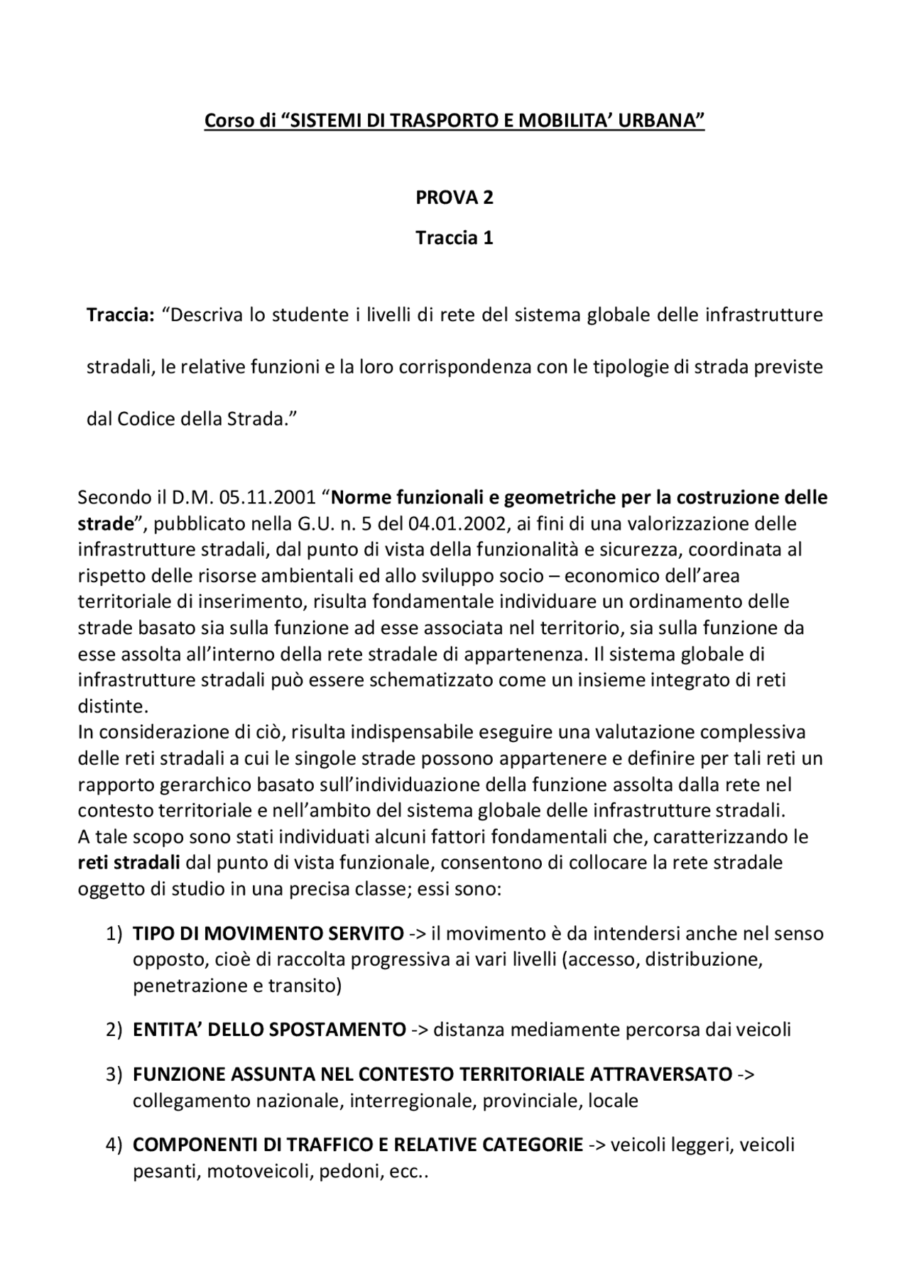 Elaborato 2 Sistemi Di Trasporto E Mobilità Urbana Unipegaso L 7