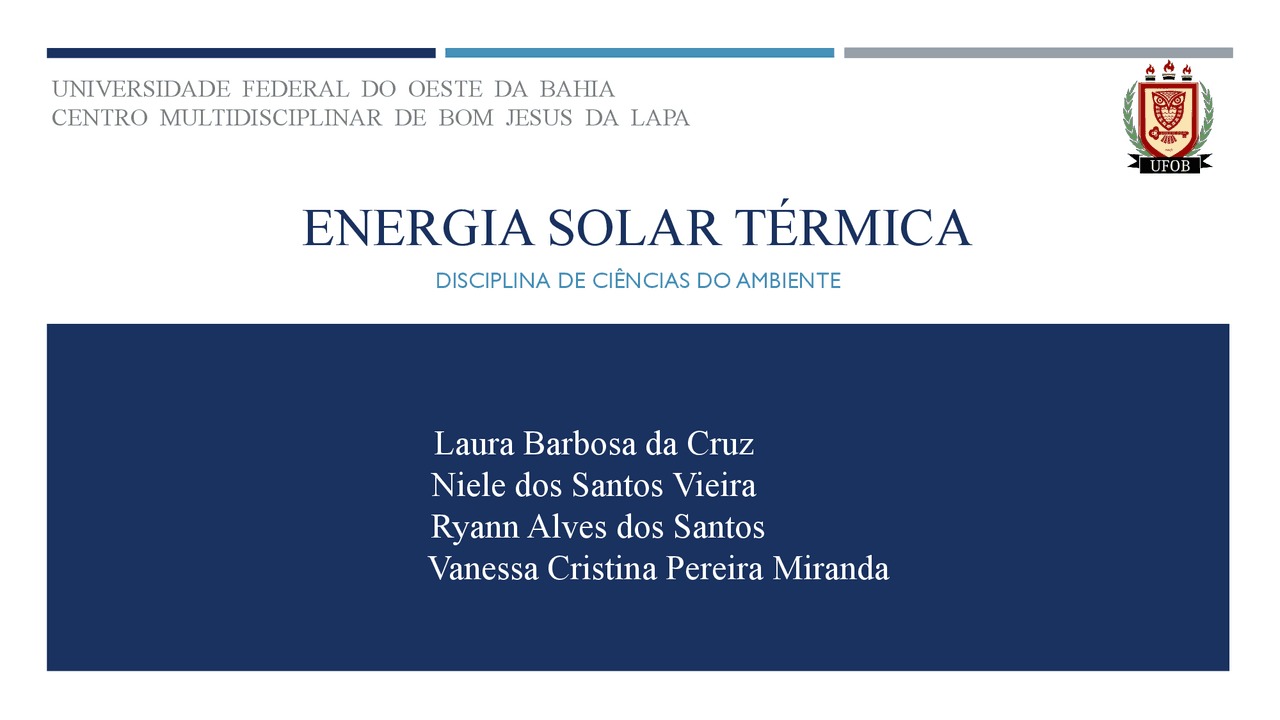 Energia Solar Térmica Slides Energia E Meio Ambiente Docsity