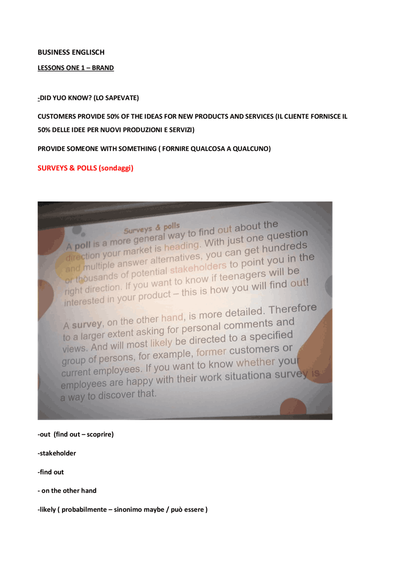Lezioni Del Corso Di Business English Schemi E Mappe Concettuali Di