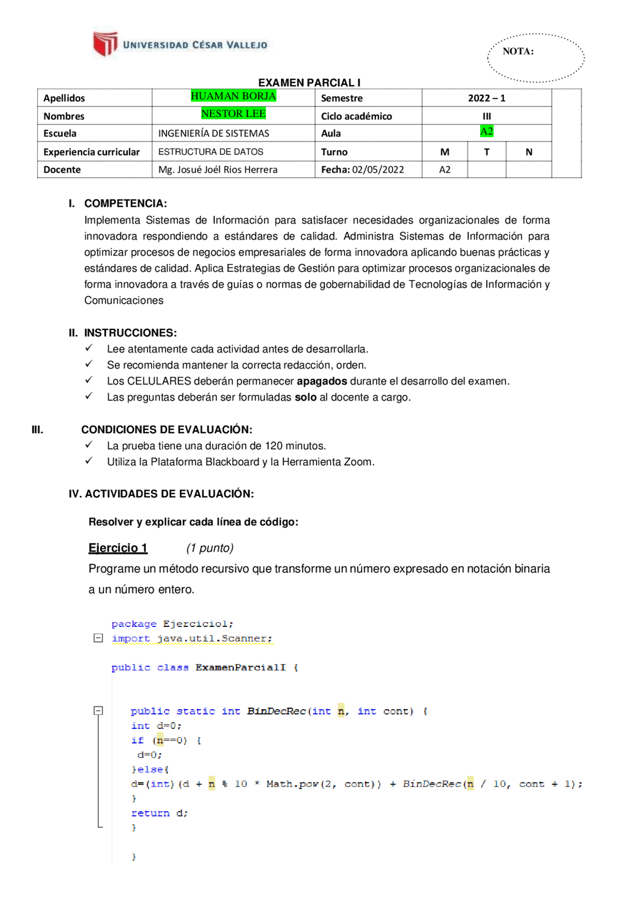 Epestructuradedatosa2 Exámenes De Programación Java Docsity