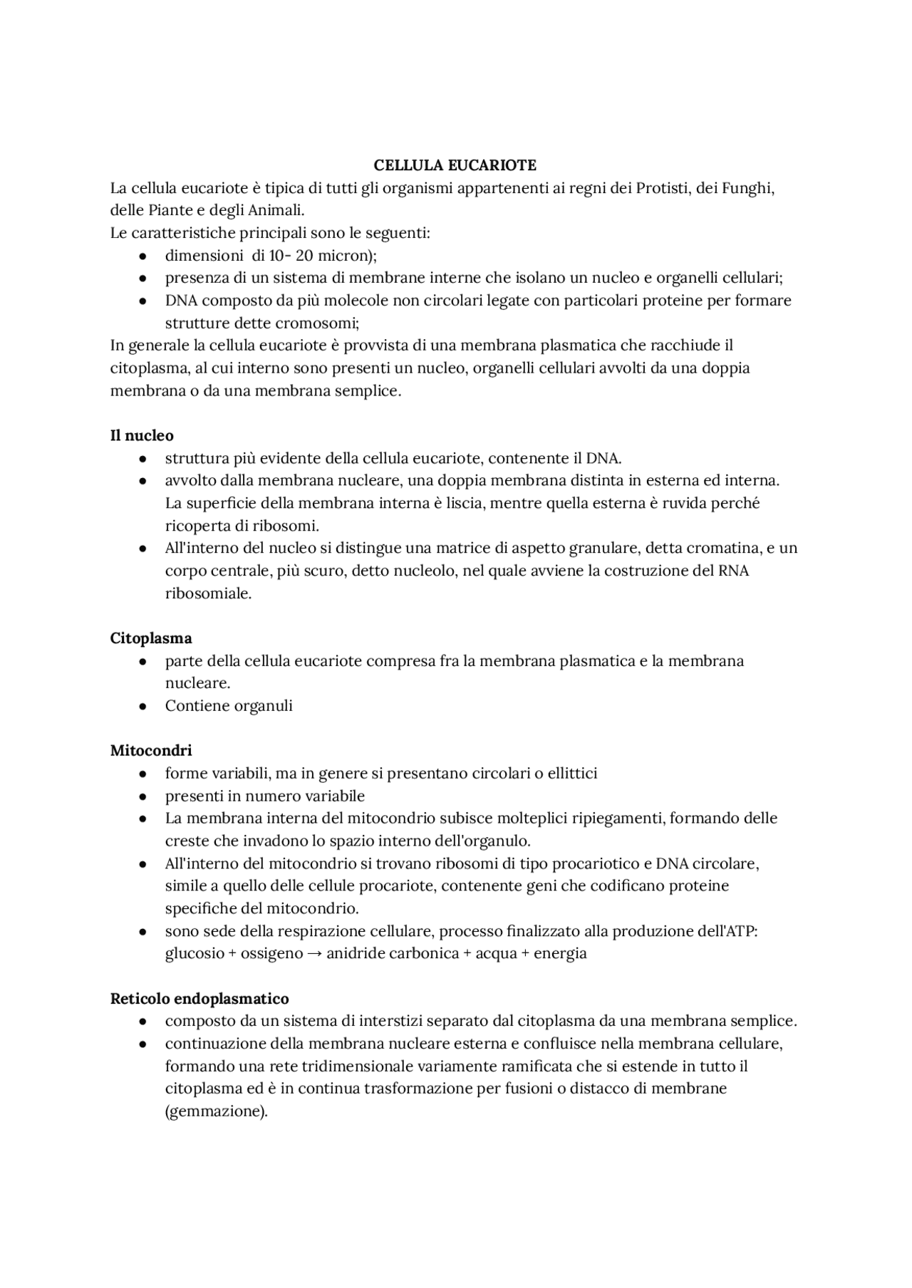 Cellula E Componenti Schemi E Mappe Concettuali Di Biologia Docsity