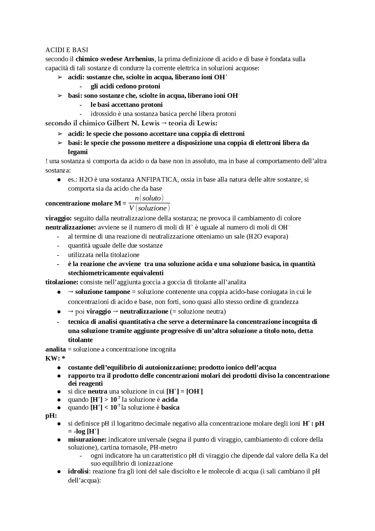 Acidi E Basi Ph E Formule Di Arrhenius E Lewis Appunti Di Chimica