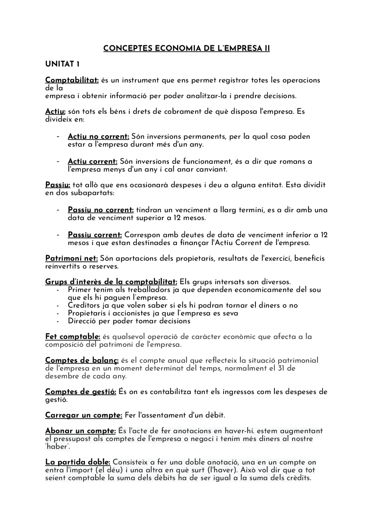 Vocabulario Economia Tema 1 2 3 4 | Apuntes de Economía de la Empresa ...