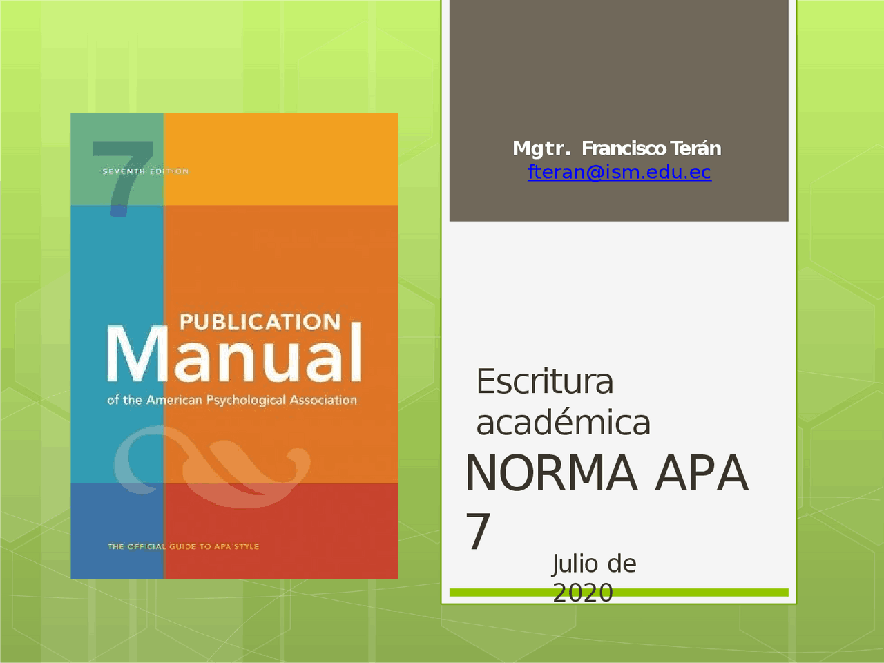 Uso e introducción de las normas APA | Diapositivas de Lengua y ...