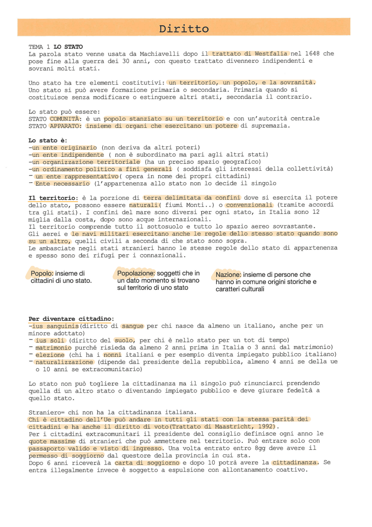 Lo Stato E Le Forme Di Stato Appunti Di Diritto Docsity
