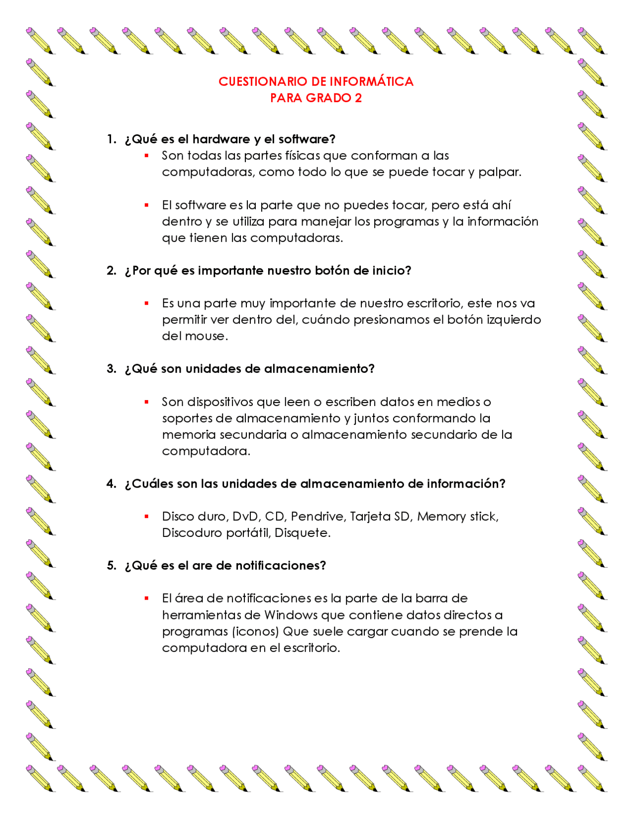 Cuestionario Informatica Exámenes Selectividad De Informática Docsity