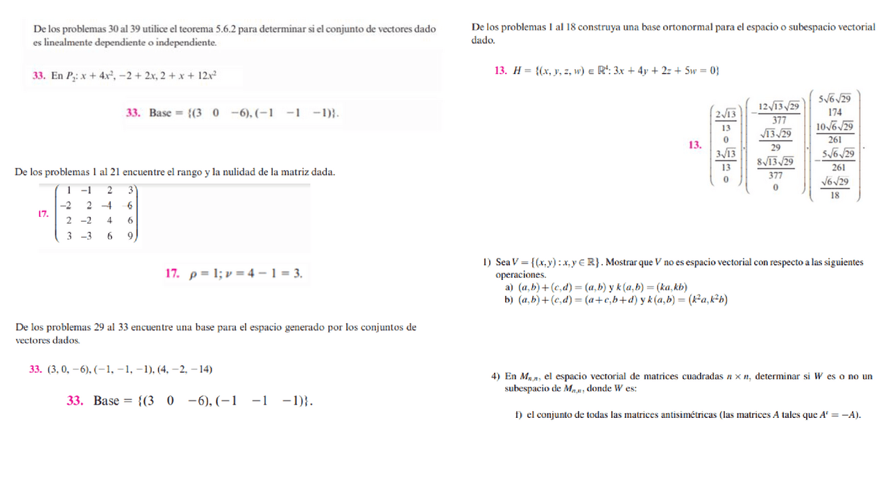 Ejercicios De Algebra Lineal Ejercicios De Matemáticas Docsity