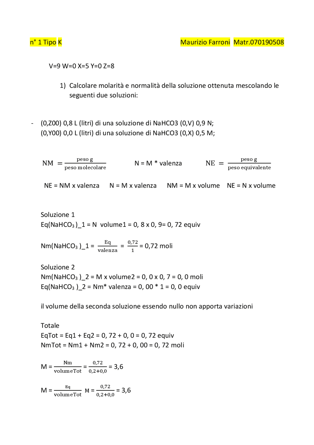 Elaborato 1 Tipo K Ingegneria Ambientale Esercizi Di Ingegneria