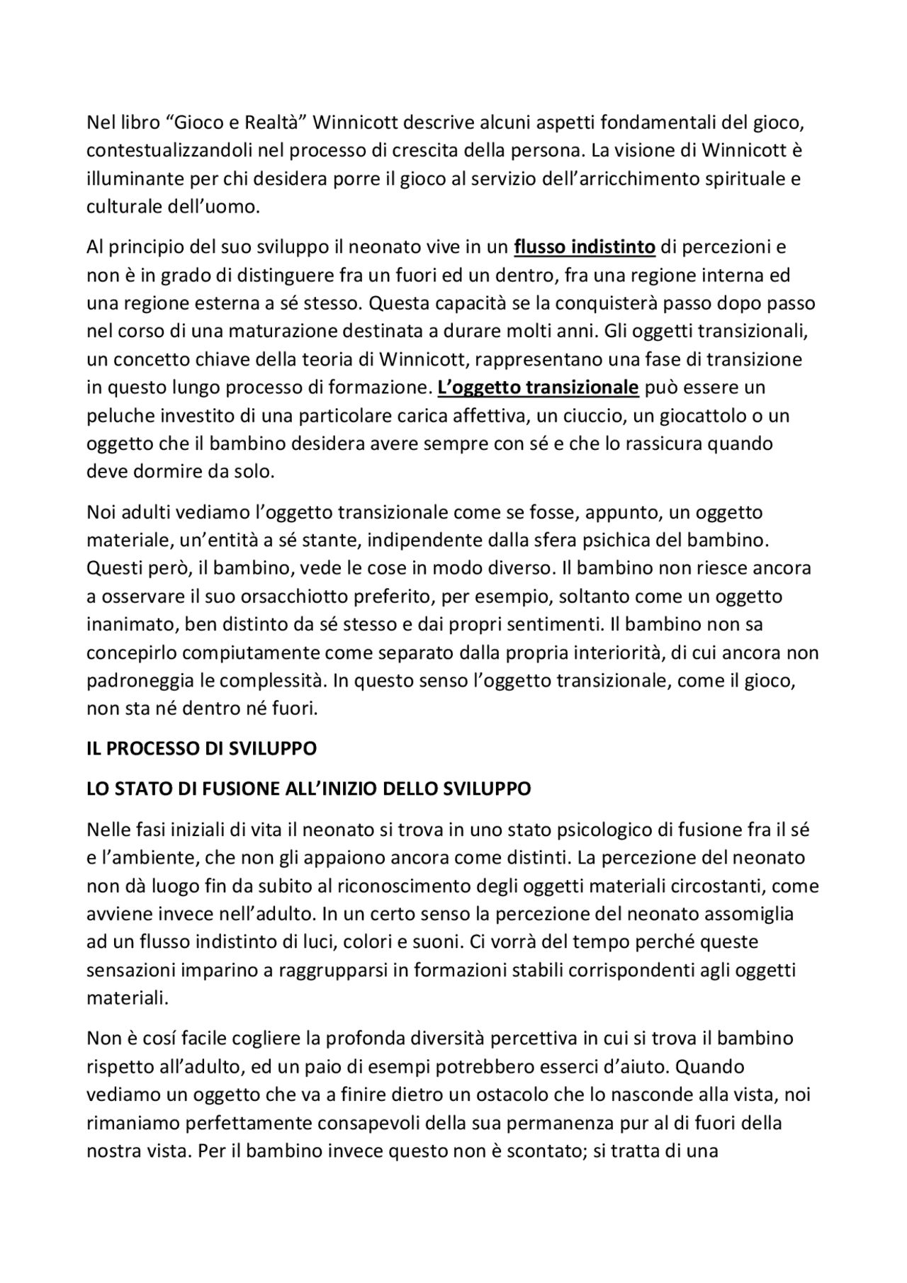 Winnicott E Il Suo Pensiero Educativo Appunti Di Filosofia Docsity
