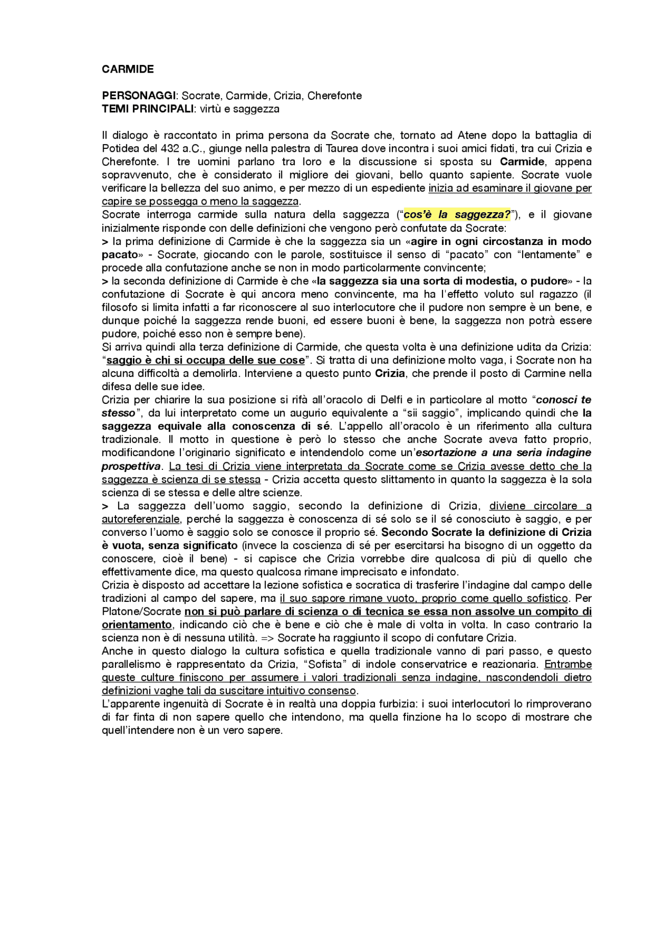 Riassunto Del Dialogo Platonico Carmide Schemi E Mappe Concettuali Di