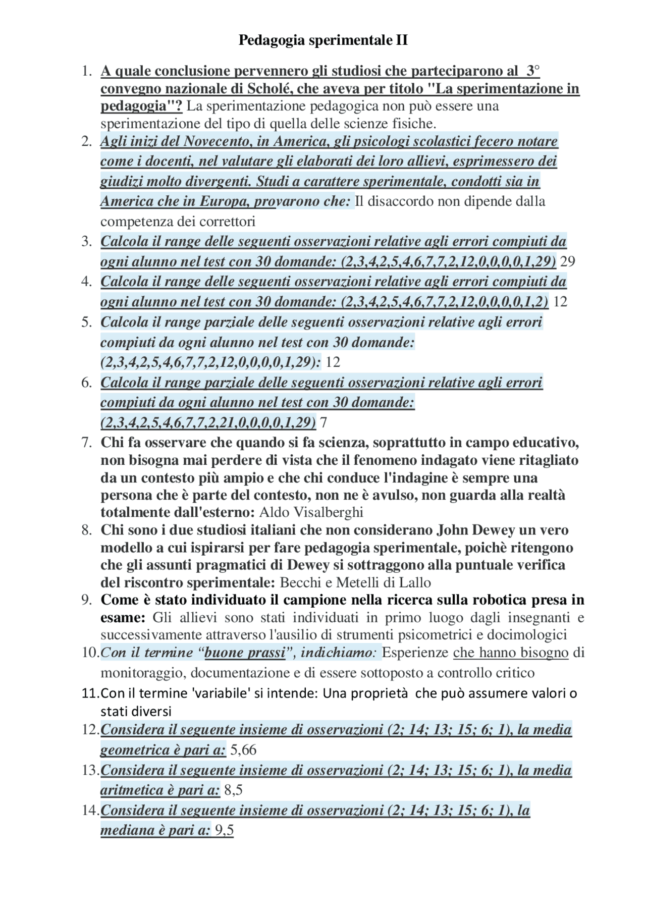 Pedagogia Sperimentale Lm85 Scienze Pedagogiche Pegaso Prove Desame