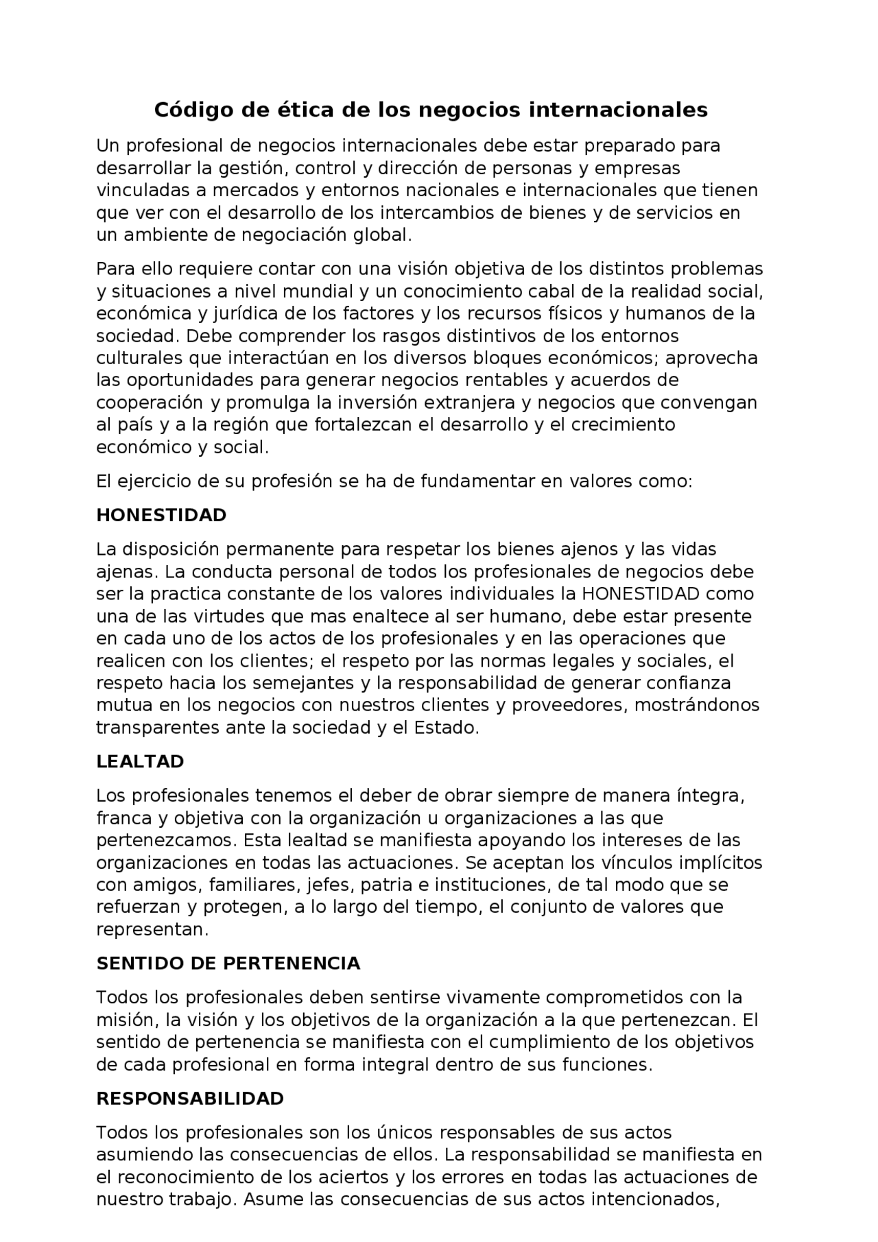 Codigos De Etica De Rd Ejercicios De Ética Empresarial Docsity