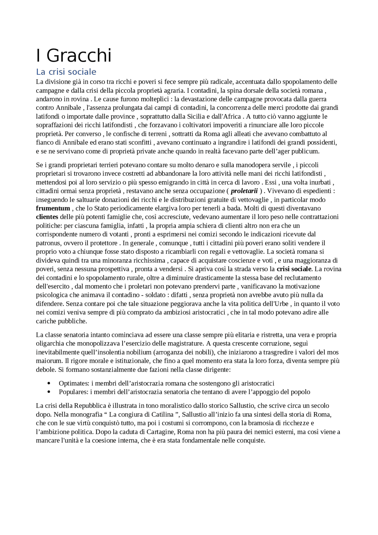 I Gracchi E Le Loro Riforme Schemi E Mappe Concettuali Di Storia