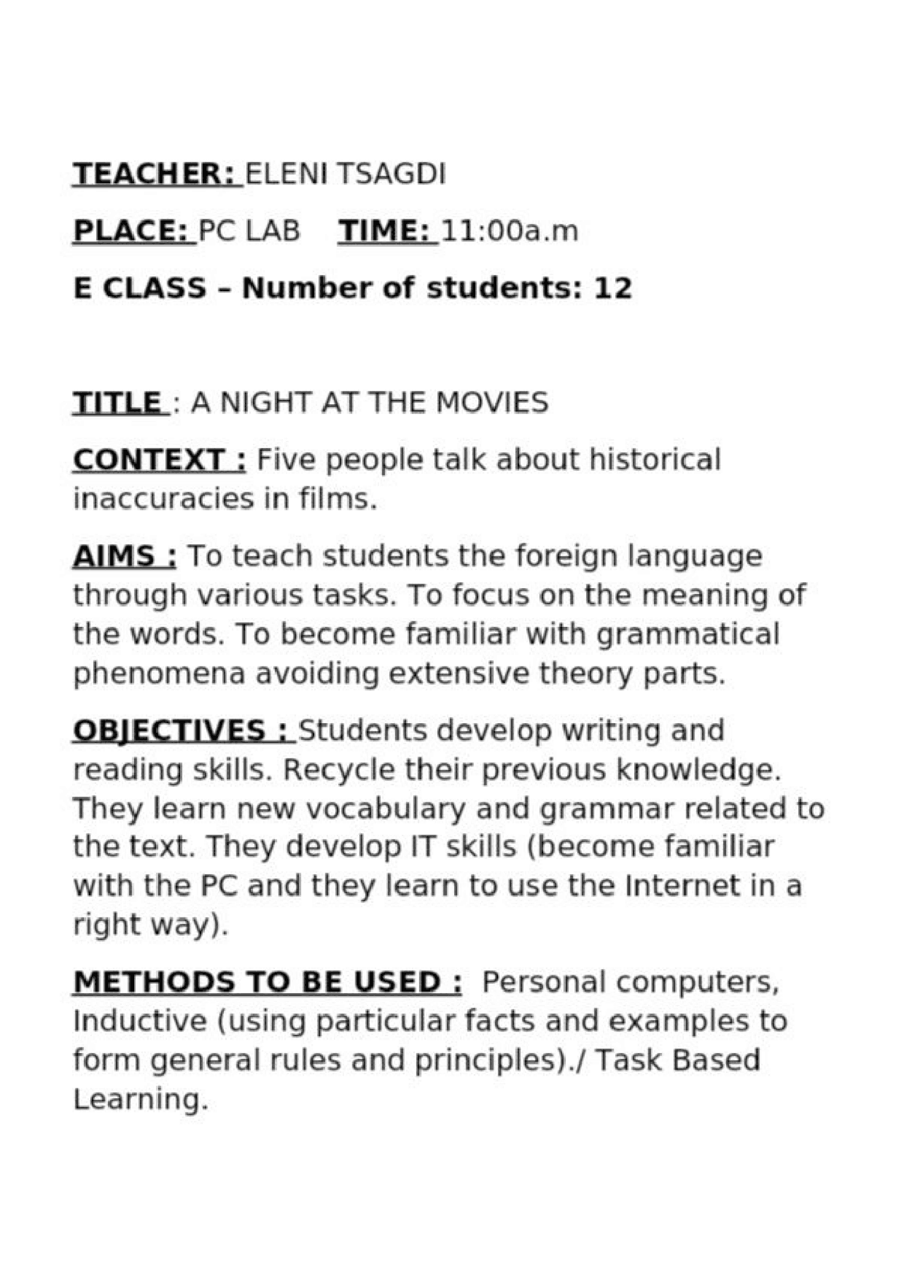 Modelo De Plan De Clase Ejercicios De Didáctica General Docsity