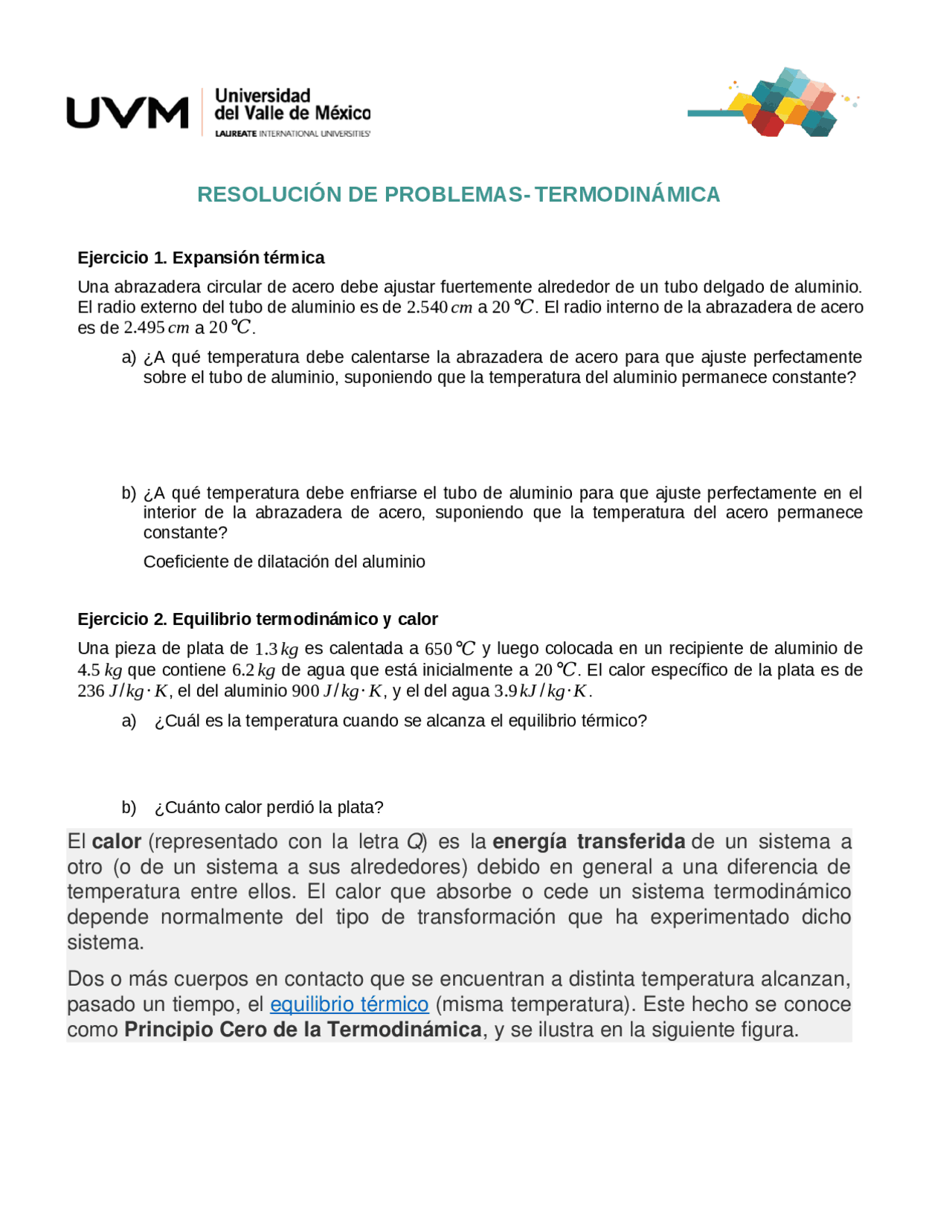Termodinámica Problemas De Practica Ejercicios De Matemáticas Docsity