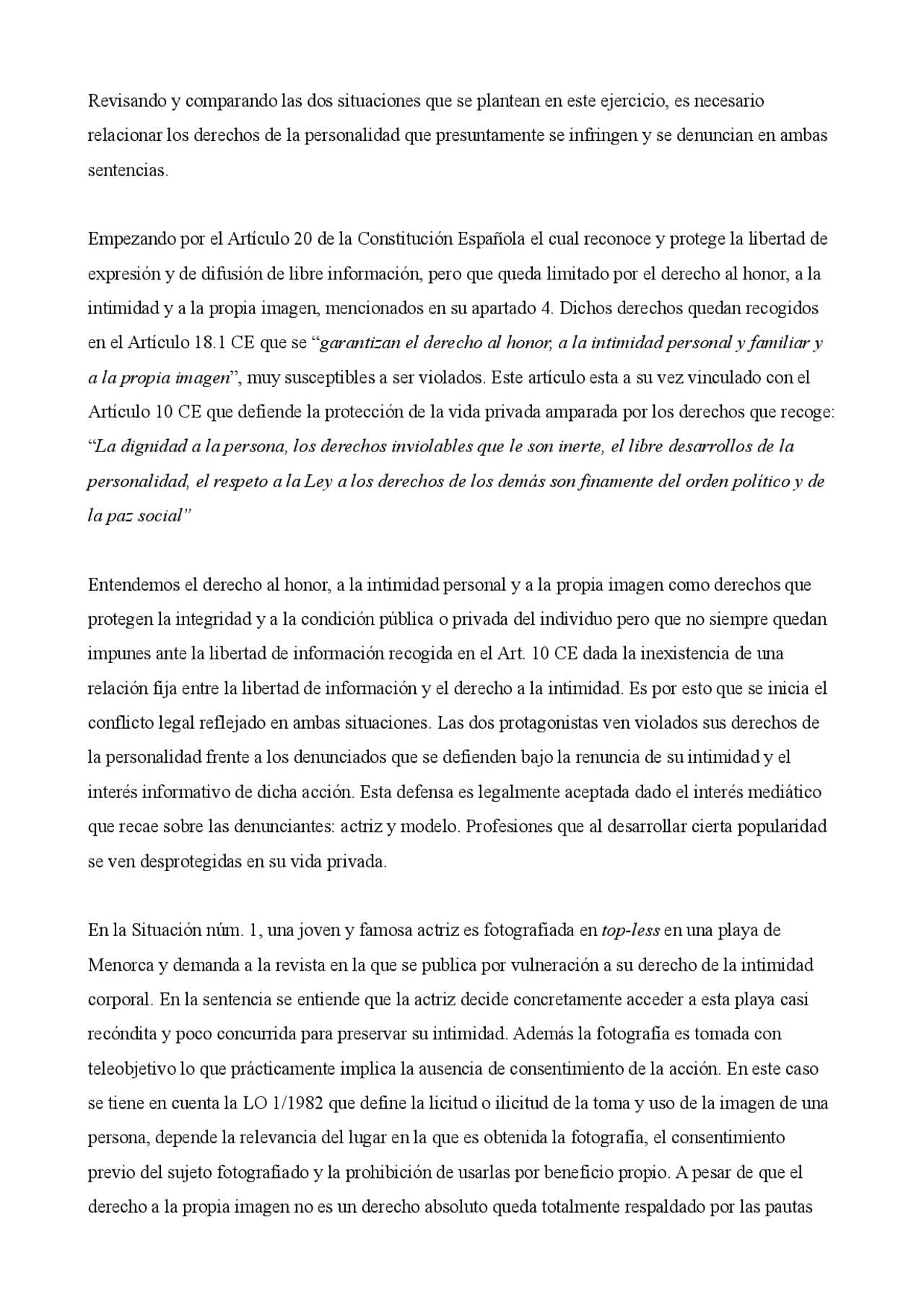 Práctica 8 Derecho De La Comunicación 1º Ejercicios De Derecho Docsity