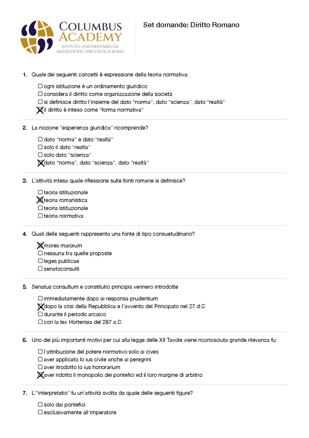 Diritto Romano 6 Cfu Panieri Di Diritto Romano Docsity