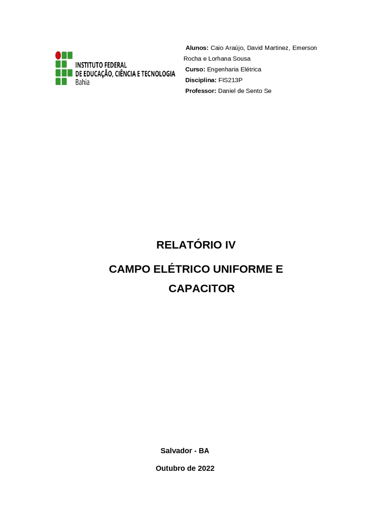 Pratica De Capacitores Notas De Aula Eletrotécnica Docsity