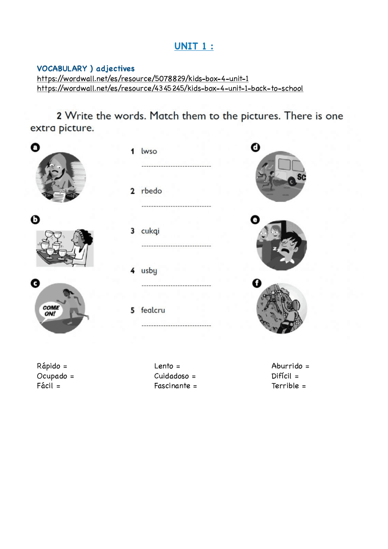 ejercicios de examen de inglés primaria (tema 1) | Exámenes de Inglés ...