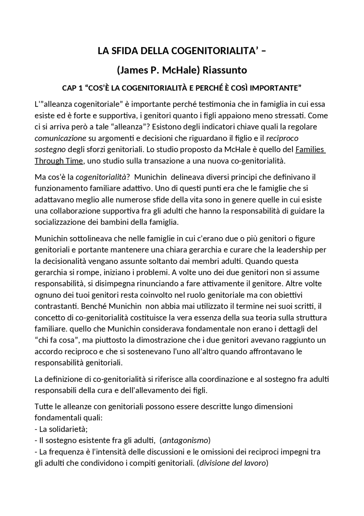 Riassunto Le sfide della cogenitorialità | Sintesi del corso di Diritto ...