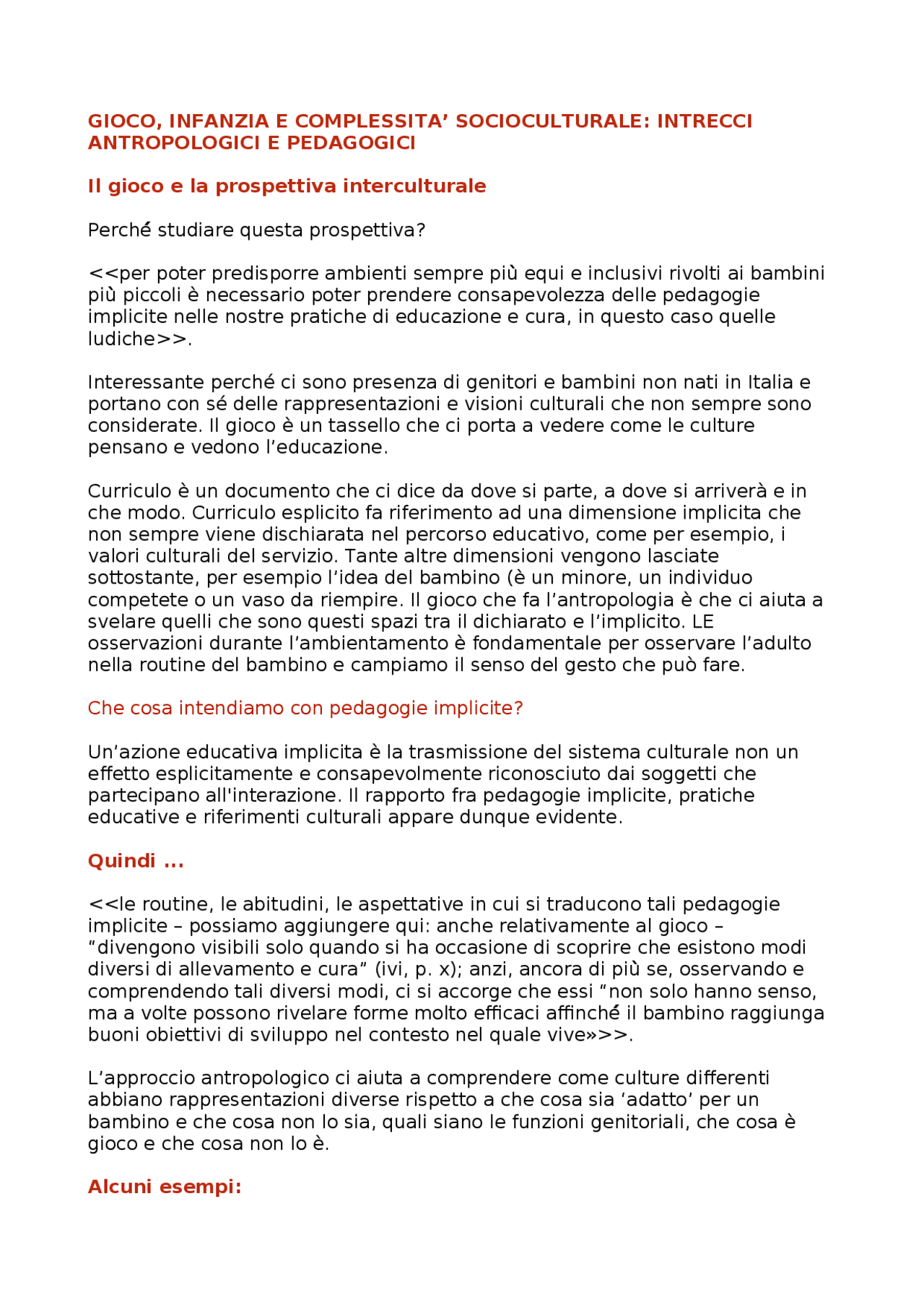 Appunti Educazione Alla Corporeità Summaries Of Pedagogy Docsity