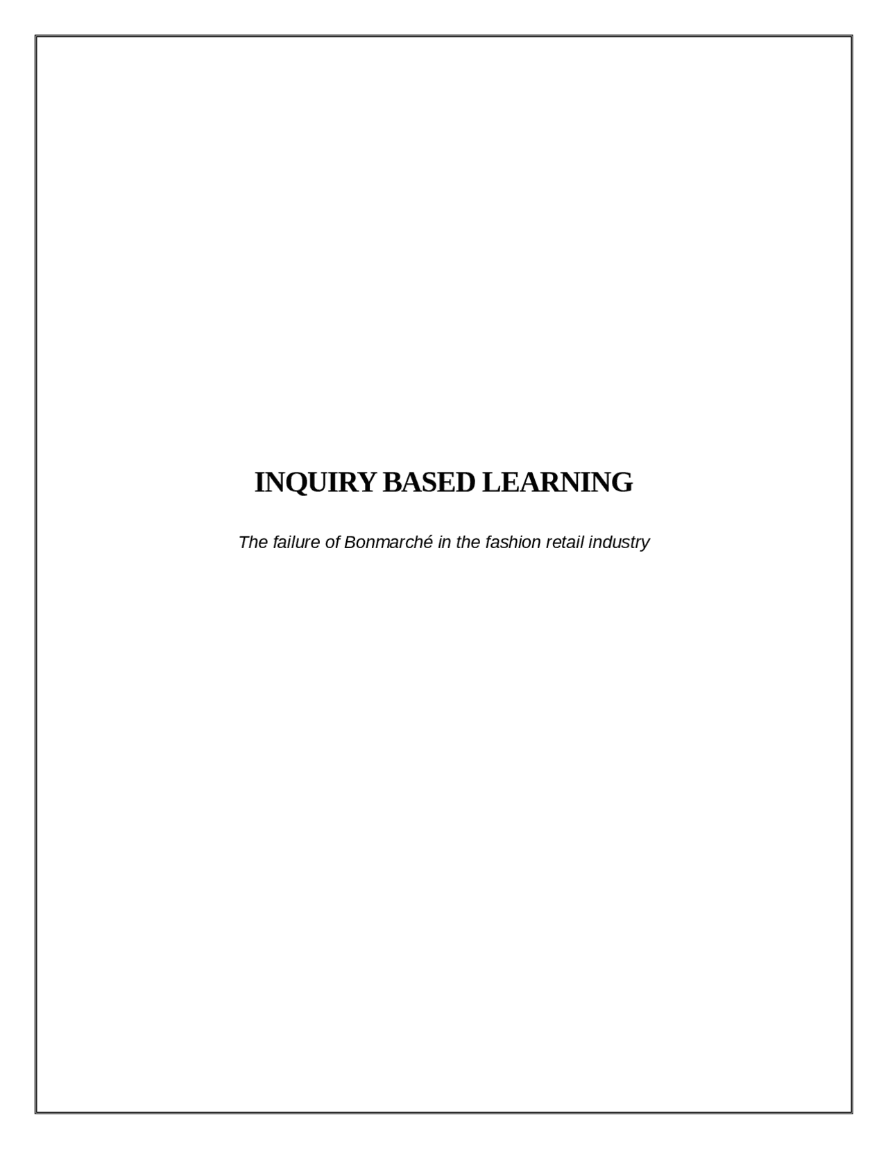 Inquiry Based Learning | High school final essays Business | Docsity
