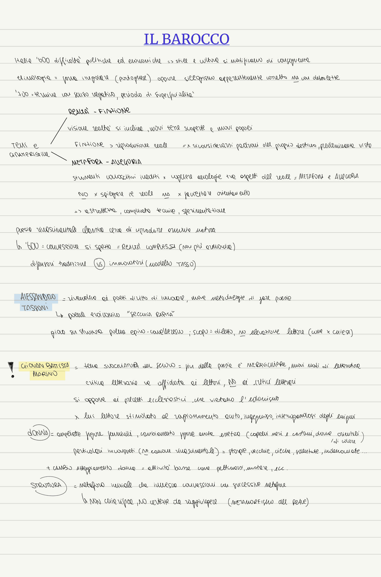 Il barocco, introduzione ed esempi | Appunti di Letteratura Italiana | Docsity