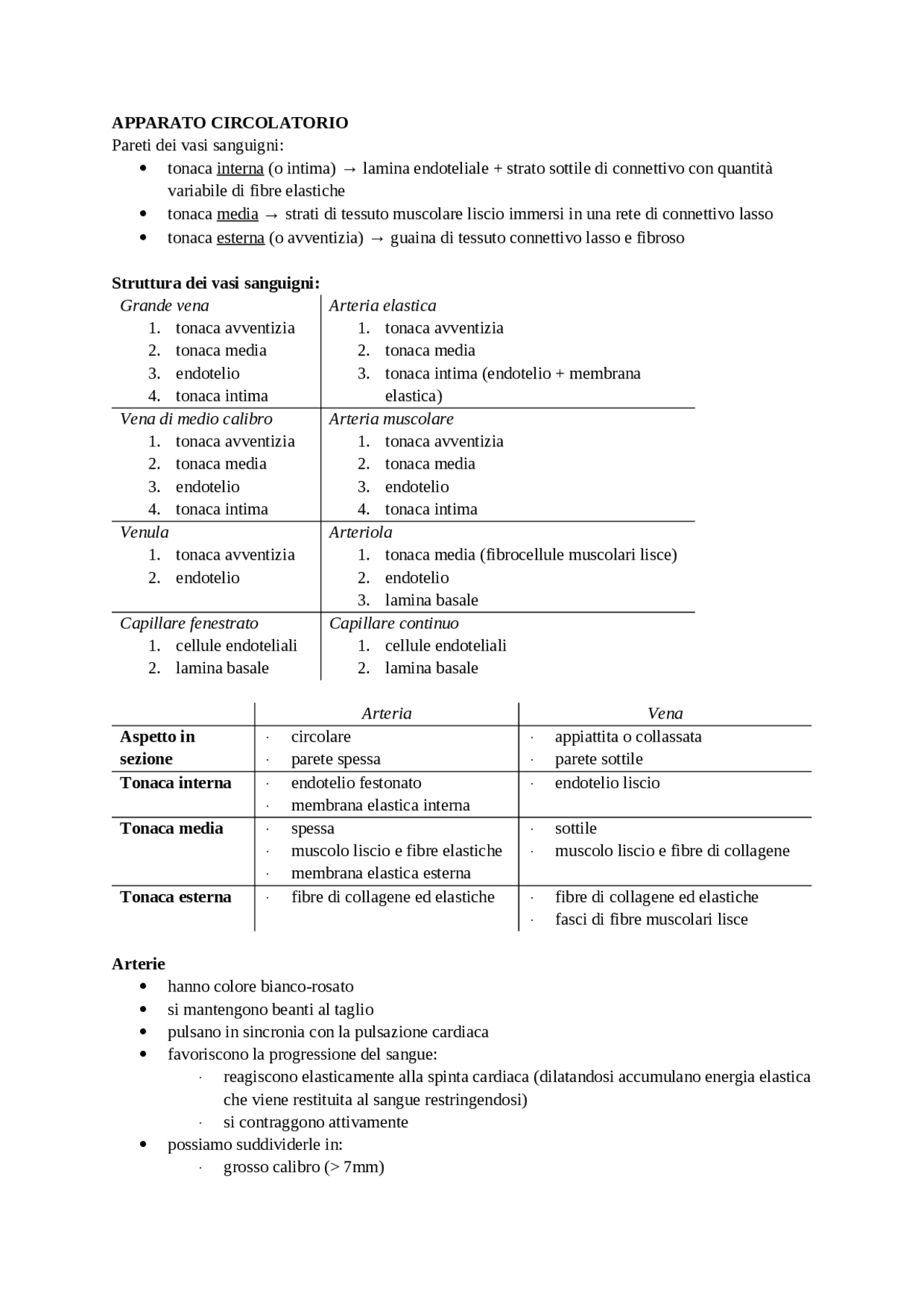 Apparato Circolatorio Appunti Di Fisiologia Umana Docsity