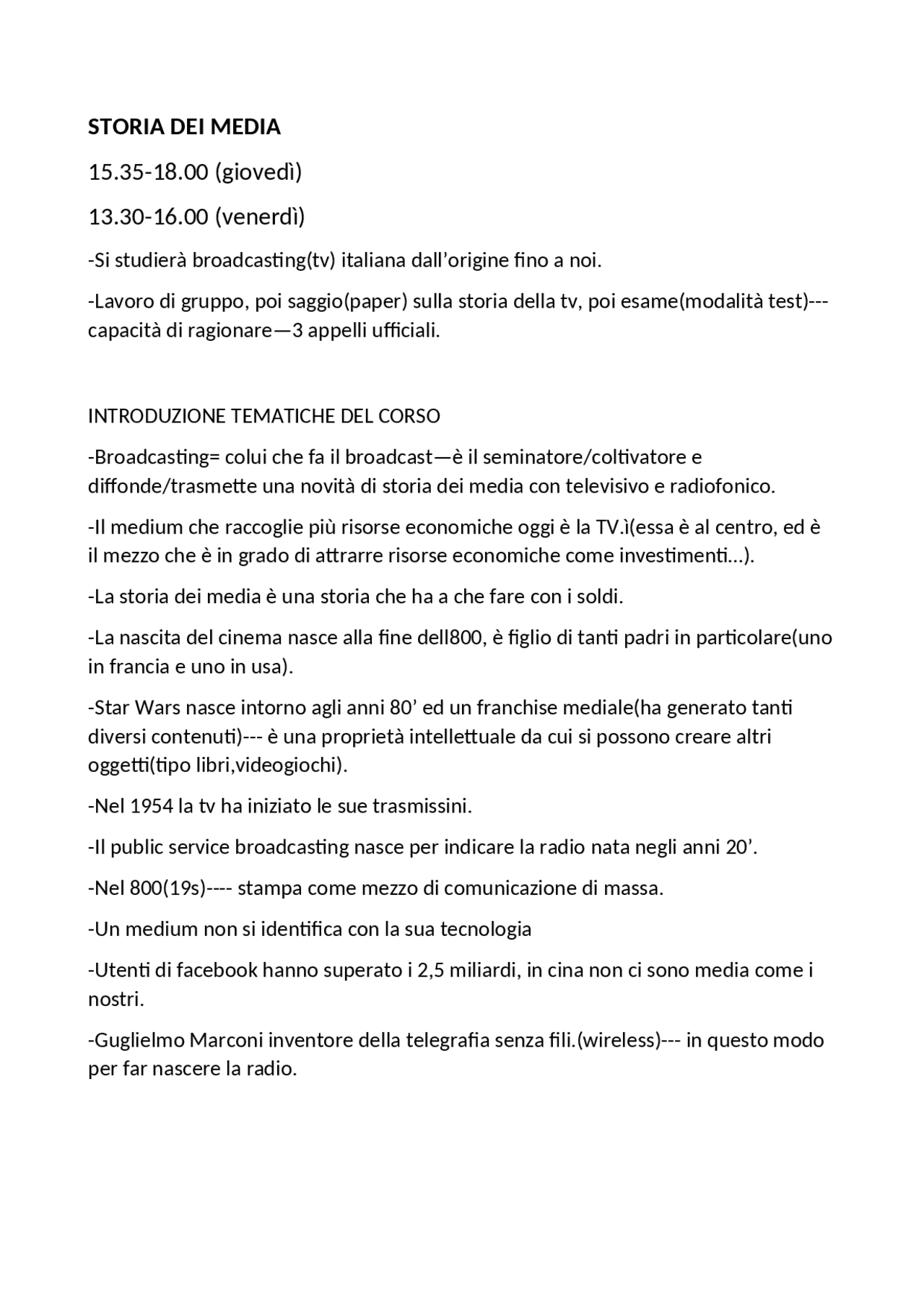 Appunti Storia Dei Media Appunti Di Storia Dei Media Docsity
