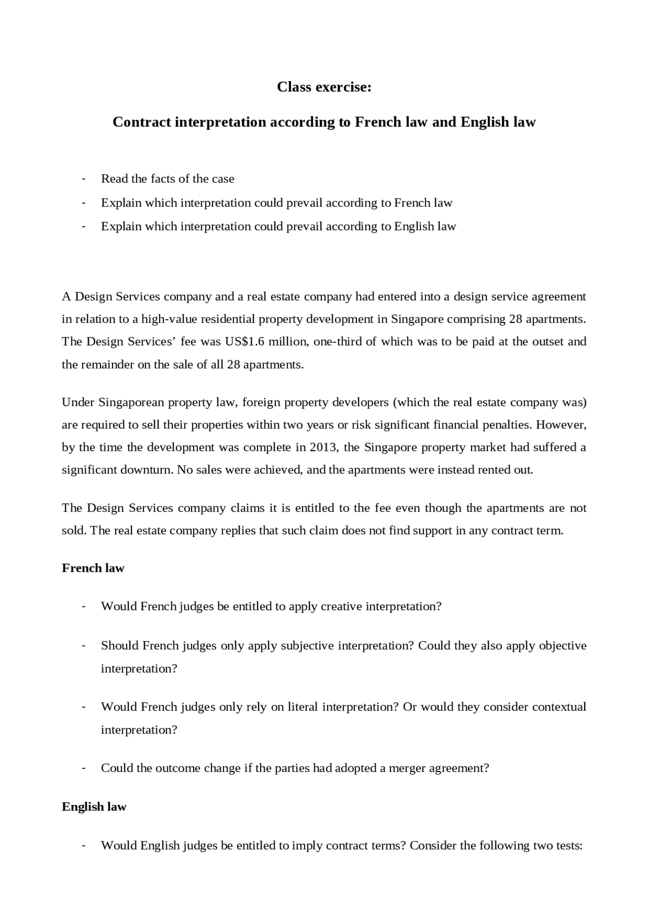 Contract Interpretation According To Different Judges Appunti Di E