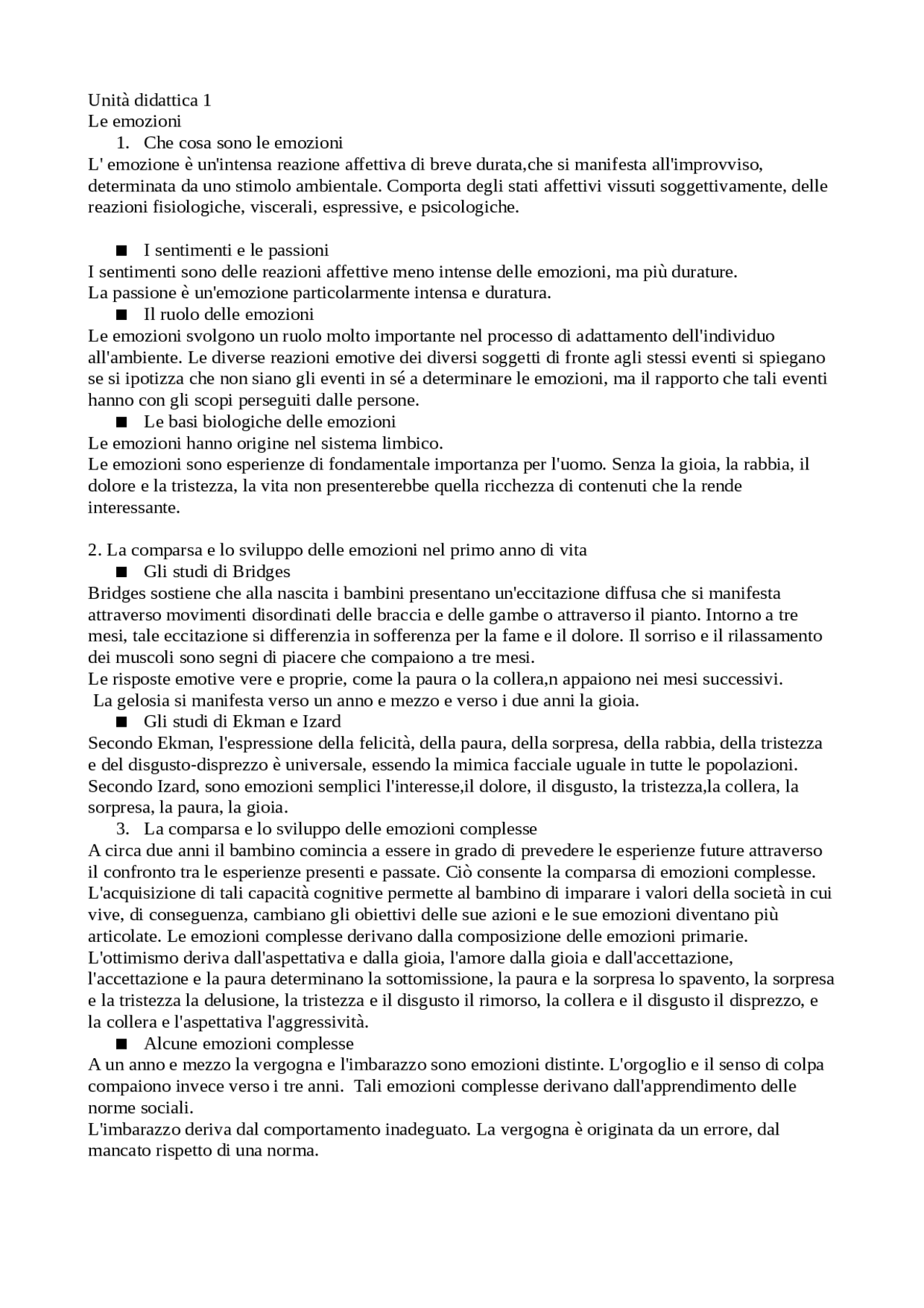 Le Emozioni Nei Primi Anni Di Vita Appunti Di Scienze Umane Docsity