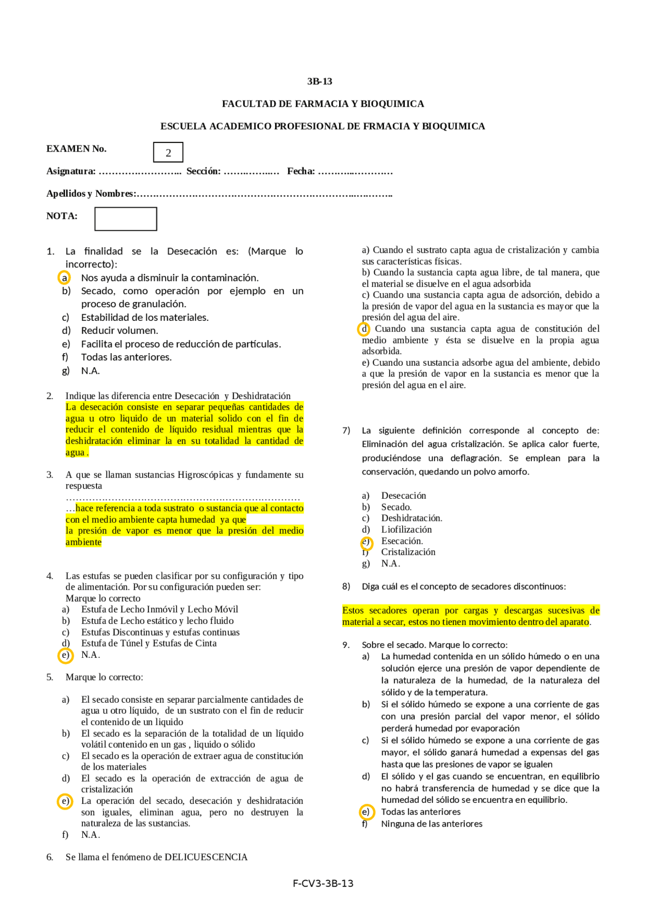 Examen de tecnologia farmaceutica numero 2 para resumir | Exámenes de Tecnologías de Producción ...