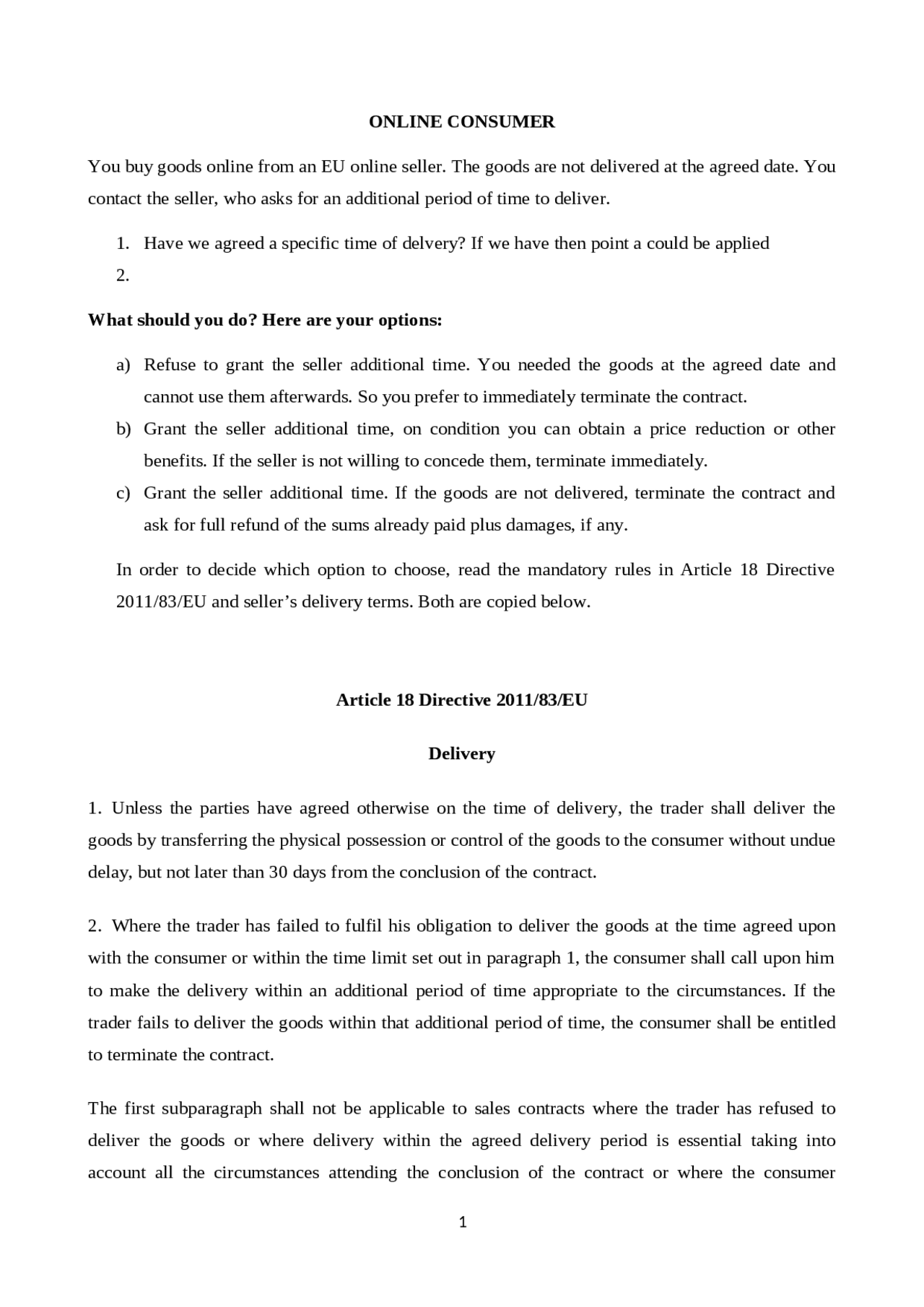 Drafting Consumers Contract Appunti Di E Business Docsity