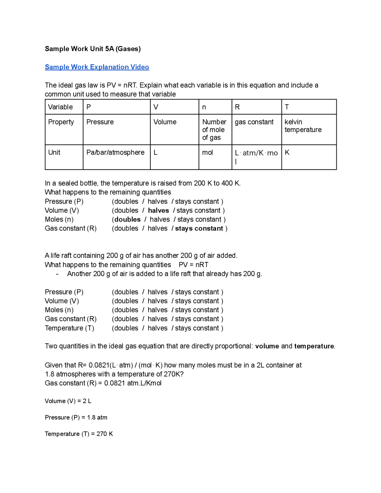 Chemistry 1 Unit 5 _Unit 5- Chem 1 Chemistry_SW | Essays (high school ...