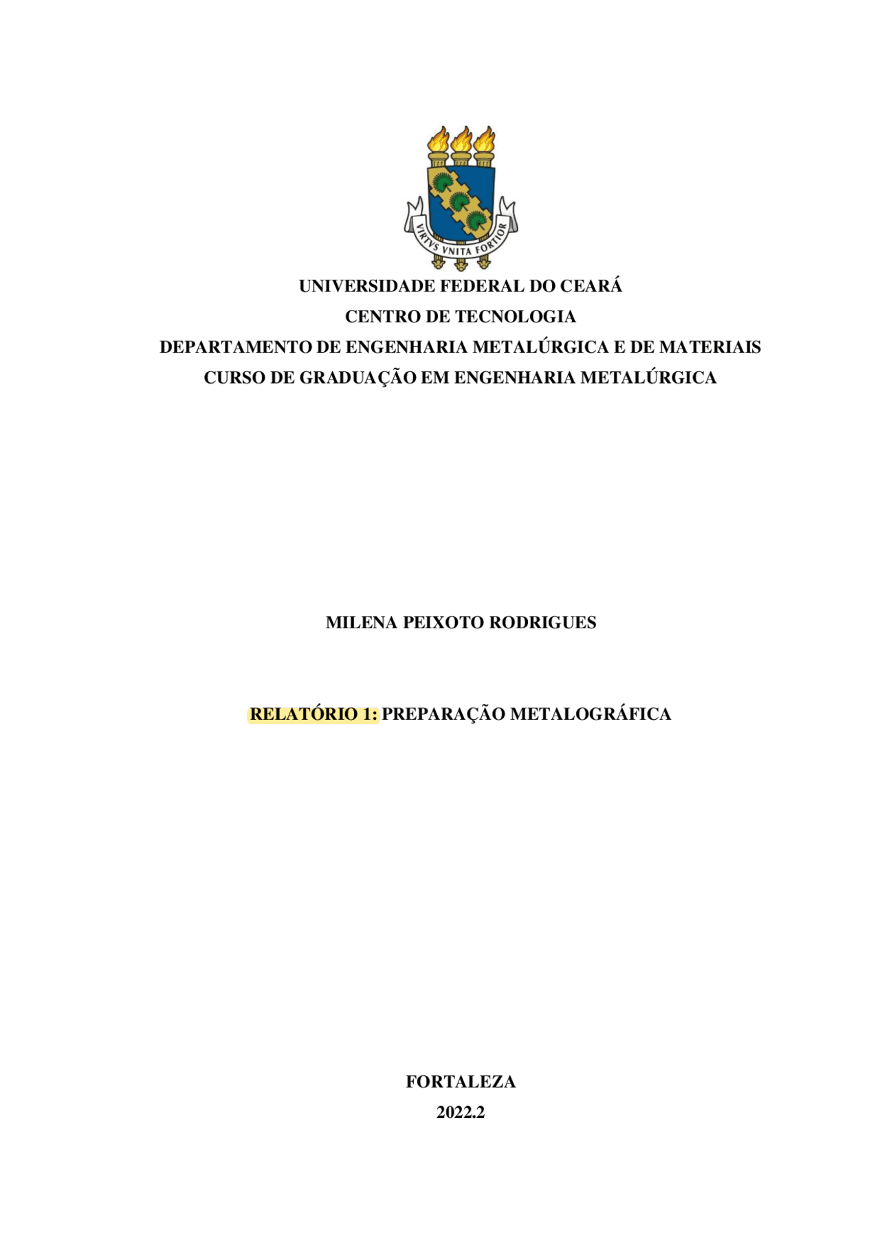 Relatório 1 Preparação Metalográfica Trabalhos Microscopia Docsity