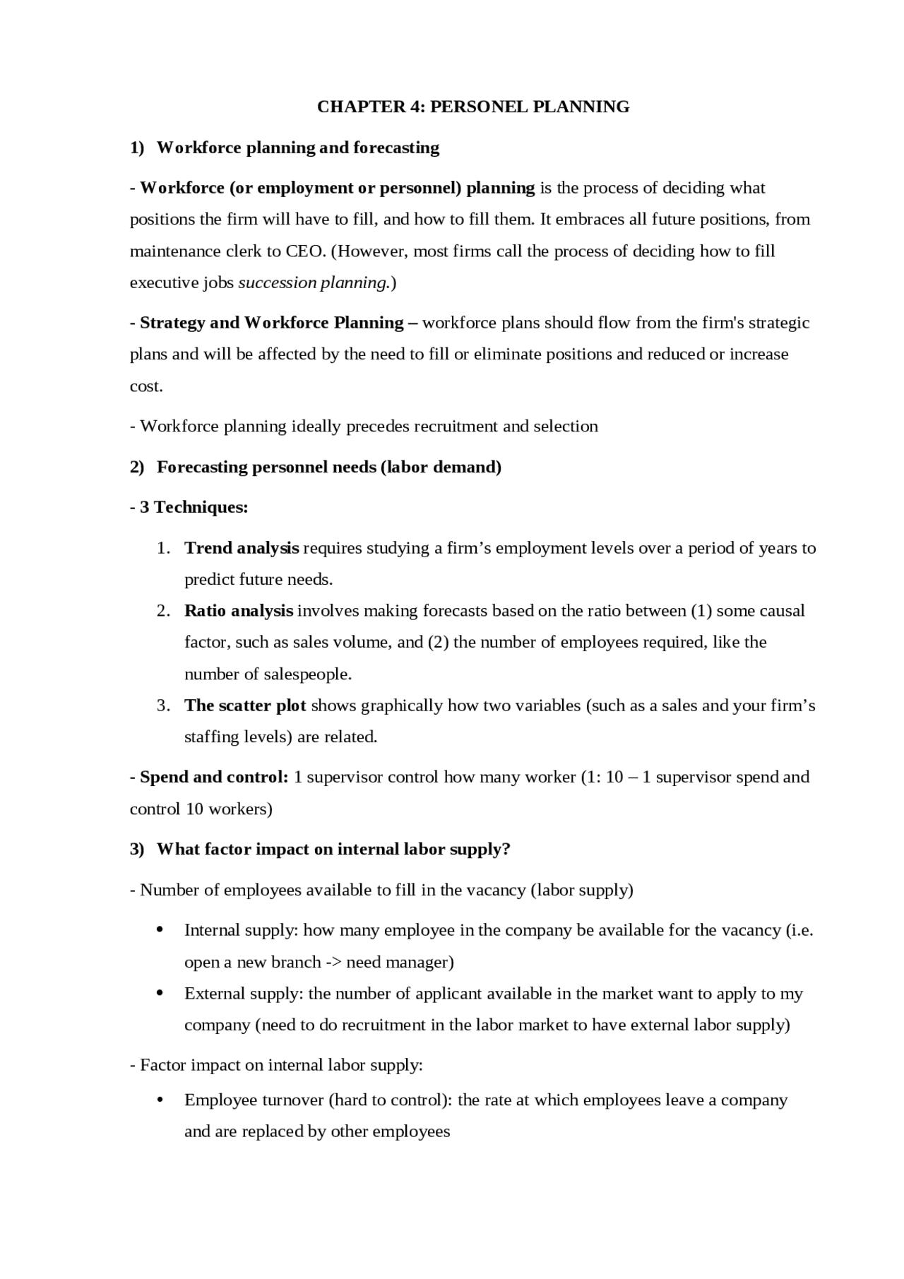 Personnel Planning: Workforce and Turnover Management | Study notes ...