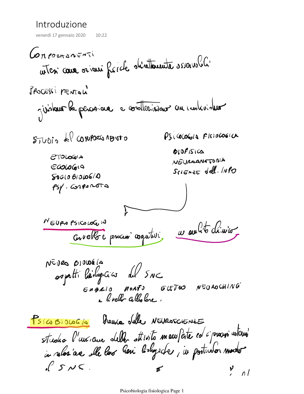 Psicobiologia Unimarconi 2019 Schemi E Mappe Concettuali Di