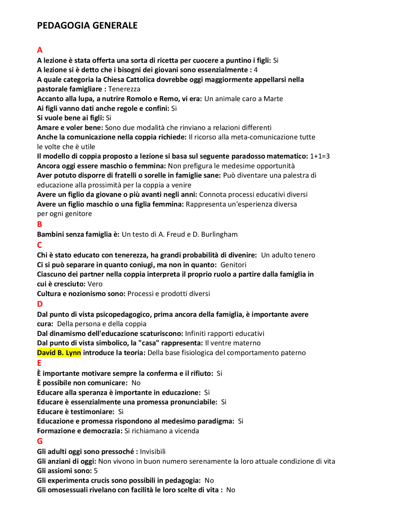 Esame Pedagogia Generale Panieri Di Pedagogia Docsity