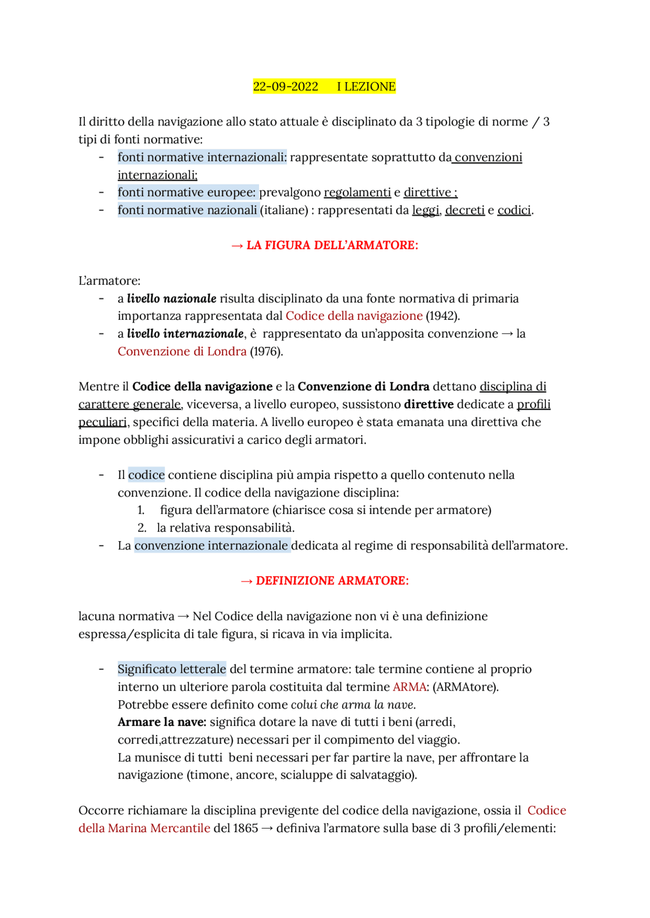 Armatore Lezione Introduttiva Appunti Di Diritto Della Navigazione